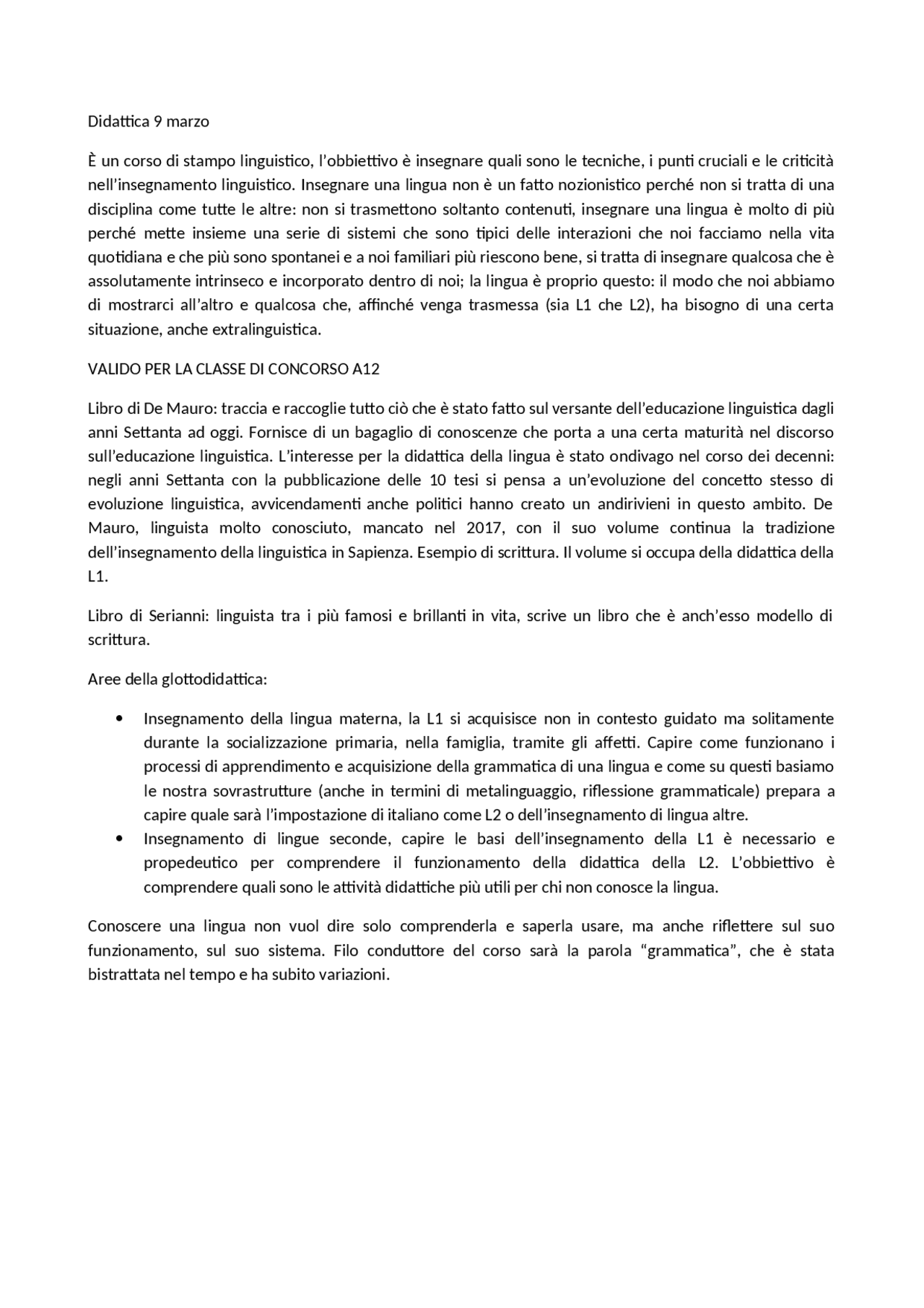 Lezione Esame Didattica Delle Lingue Docsity