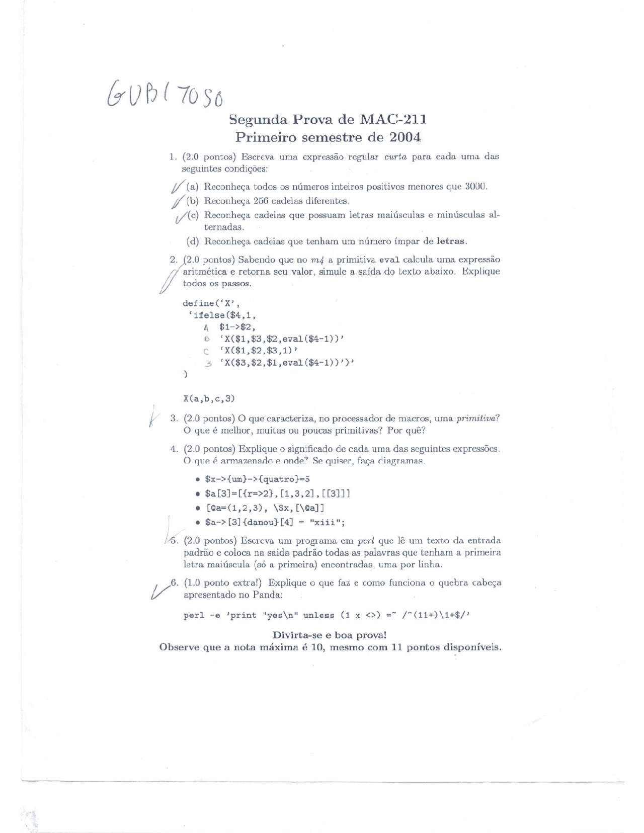 Prova Sobre A Escritura De Um Programa Em Perl Docsity