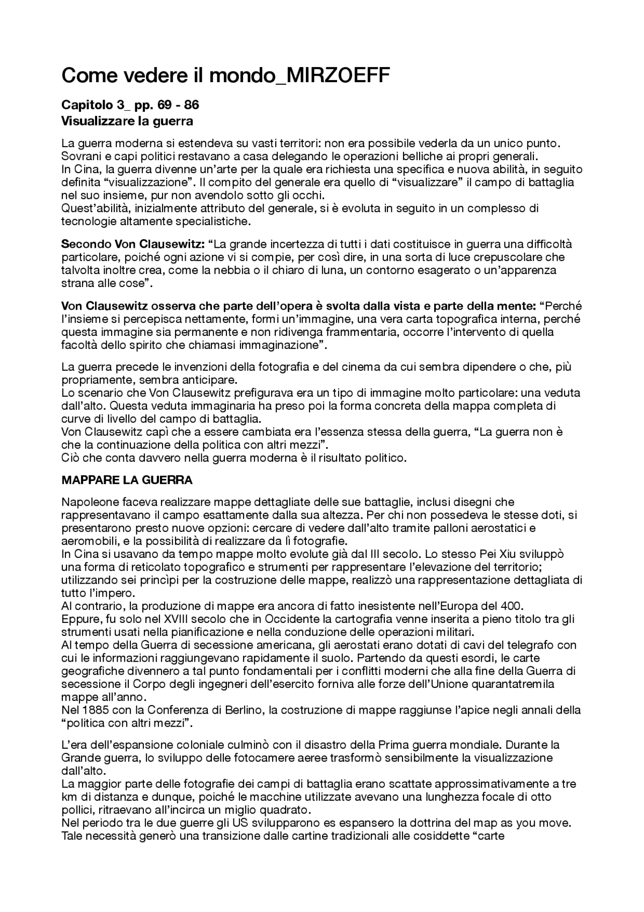 Come vedere il mondo - Docsity