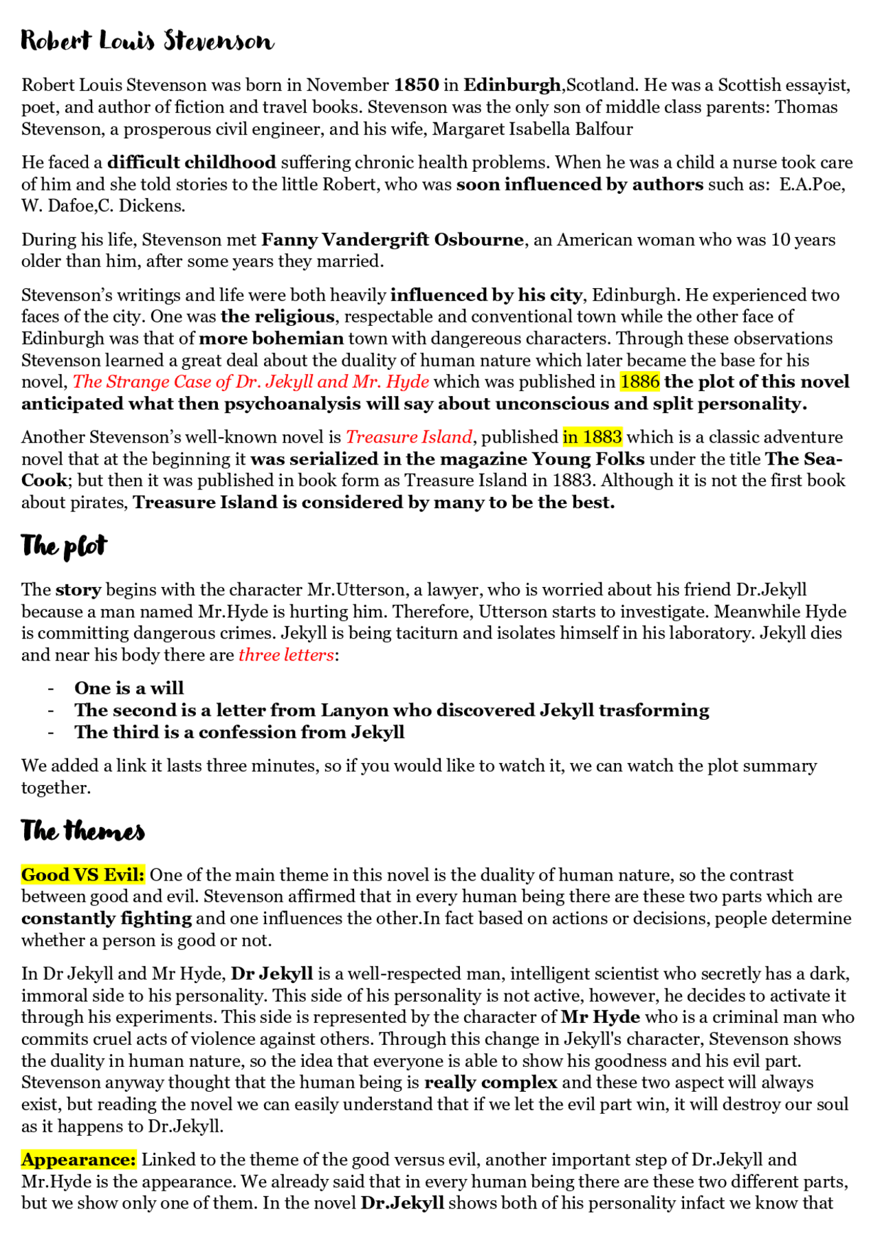 Drjekyll And Mrhyde Robert Louis Stevenson Docsity