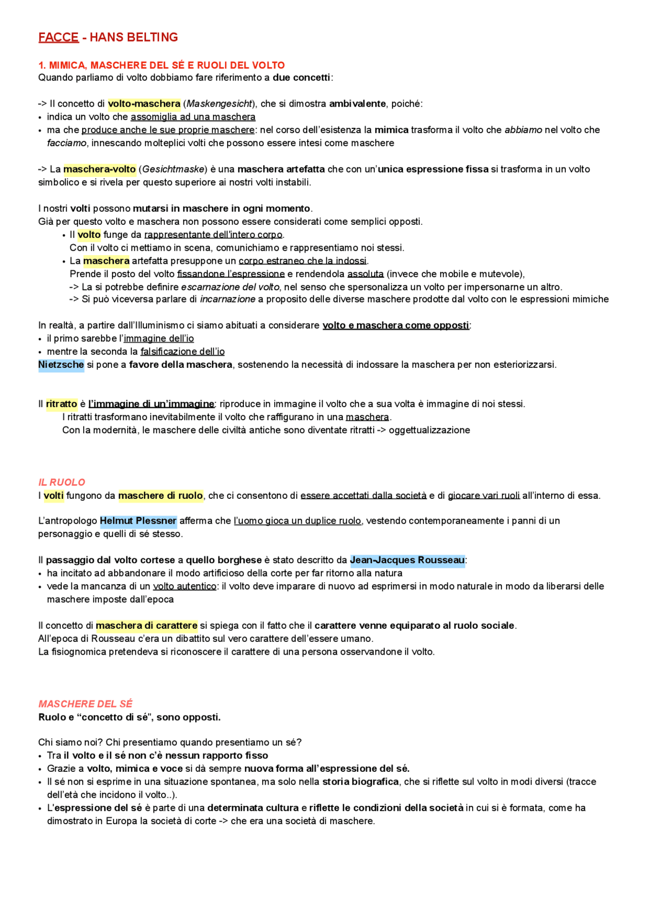 Facce Una Storia Del Volto Docsity