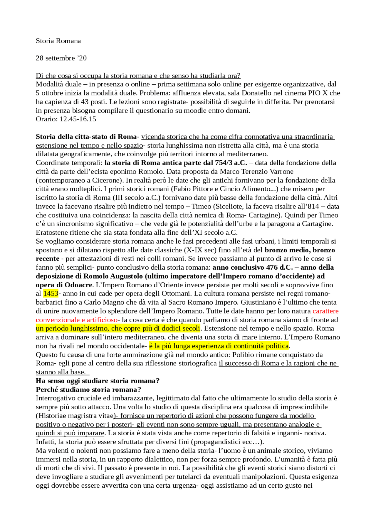 Appunti Di Storia Romana Unipd Docsity