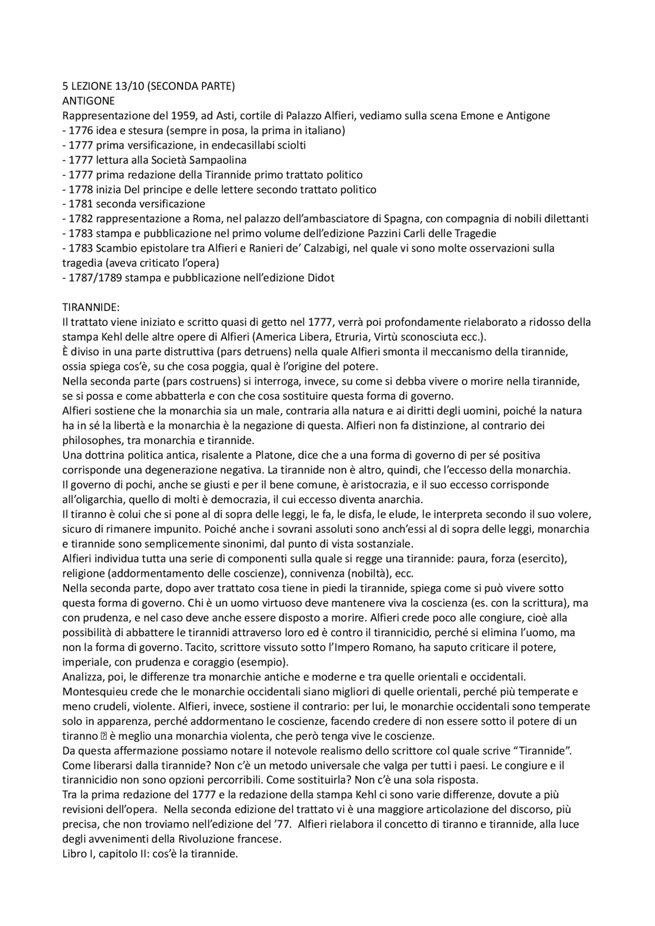 Antigone Vittorio Alfieri Docsity