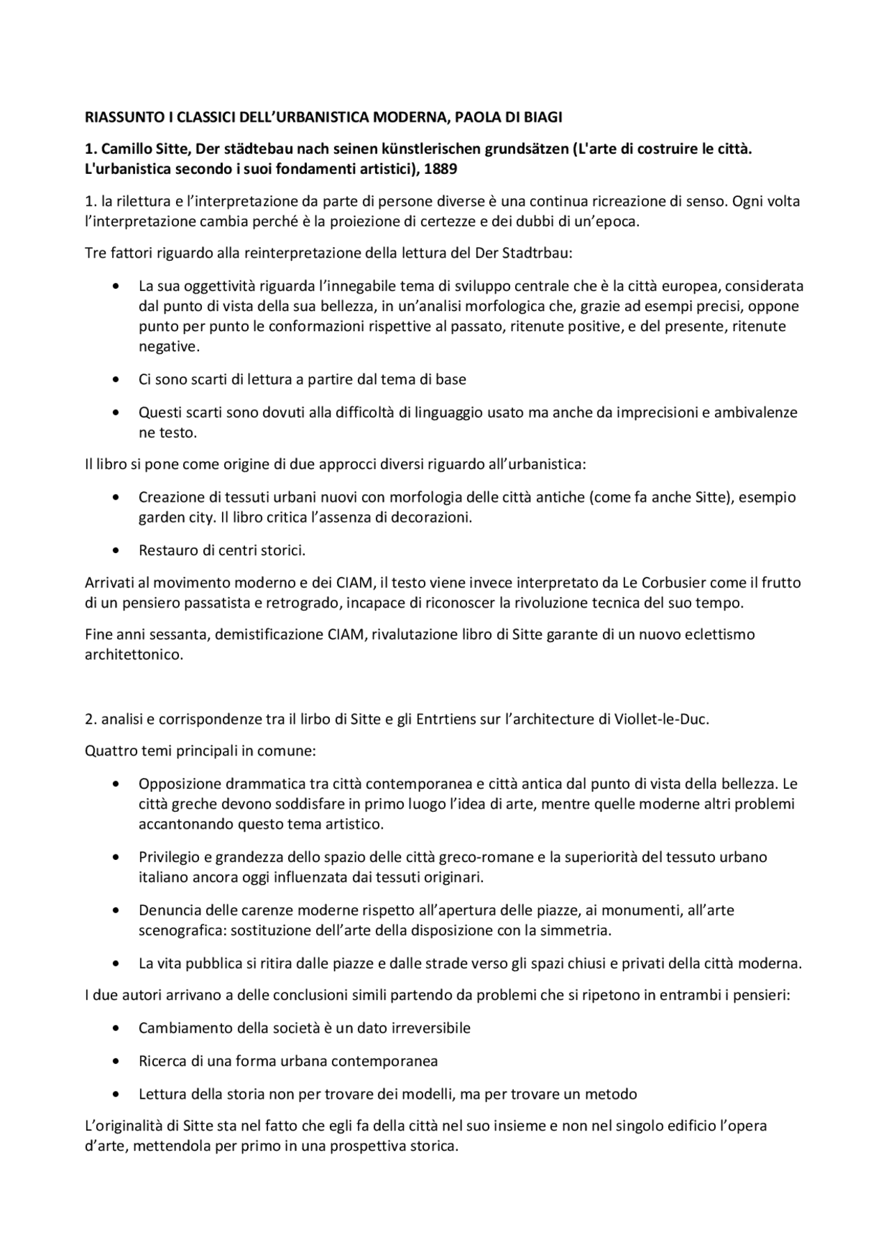 Riassunto I classici dell'Urbanistica Moderna Paola di Biagi | Appunti ...
