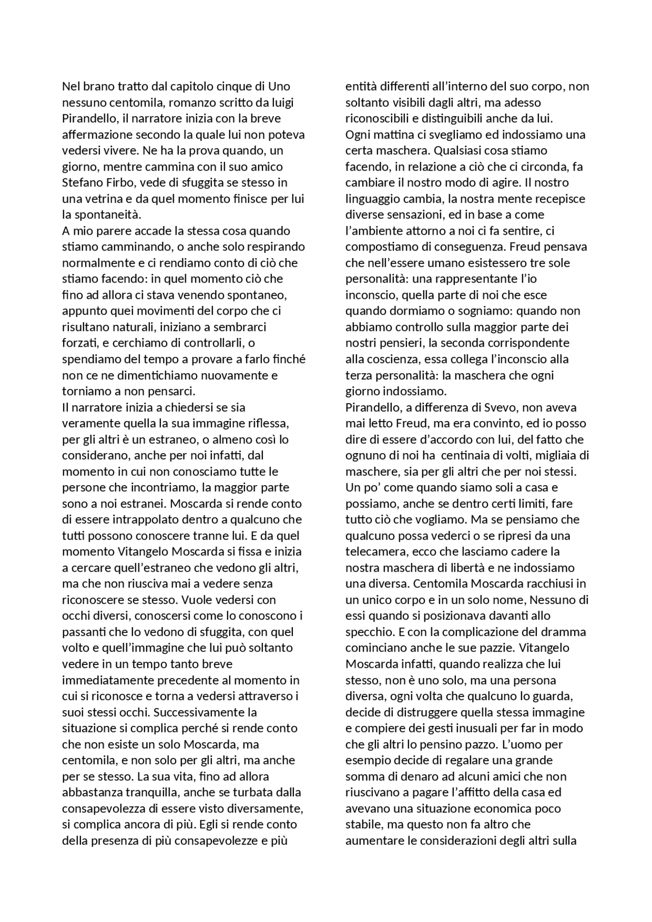 Tema Svevo e Pirandello | Appunti di Italiano | Docsity