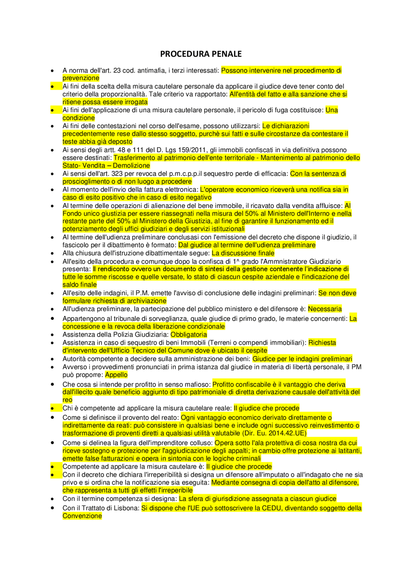 Procedura Penale Unipegaso Master Docsity