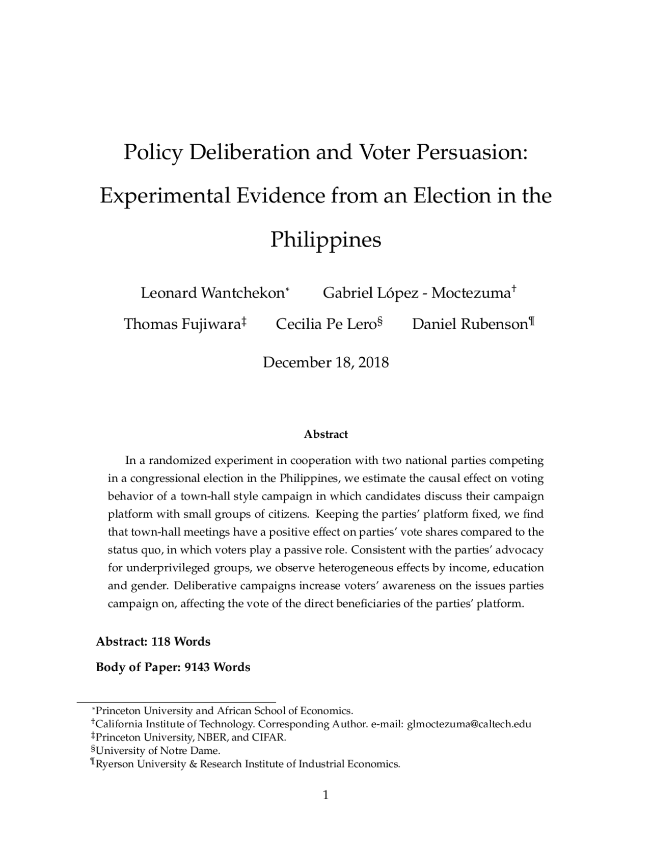 Effectiveness of Deliberative Campaigns: Town-Hall vs. One-Way Communication in PH Electio ...