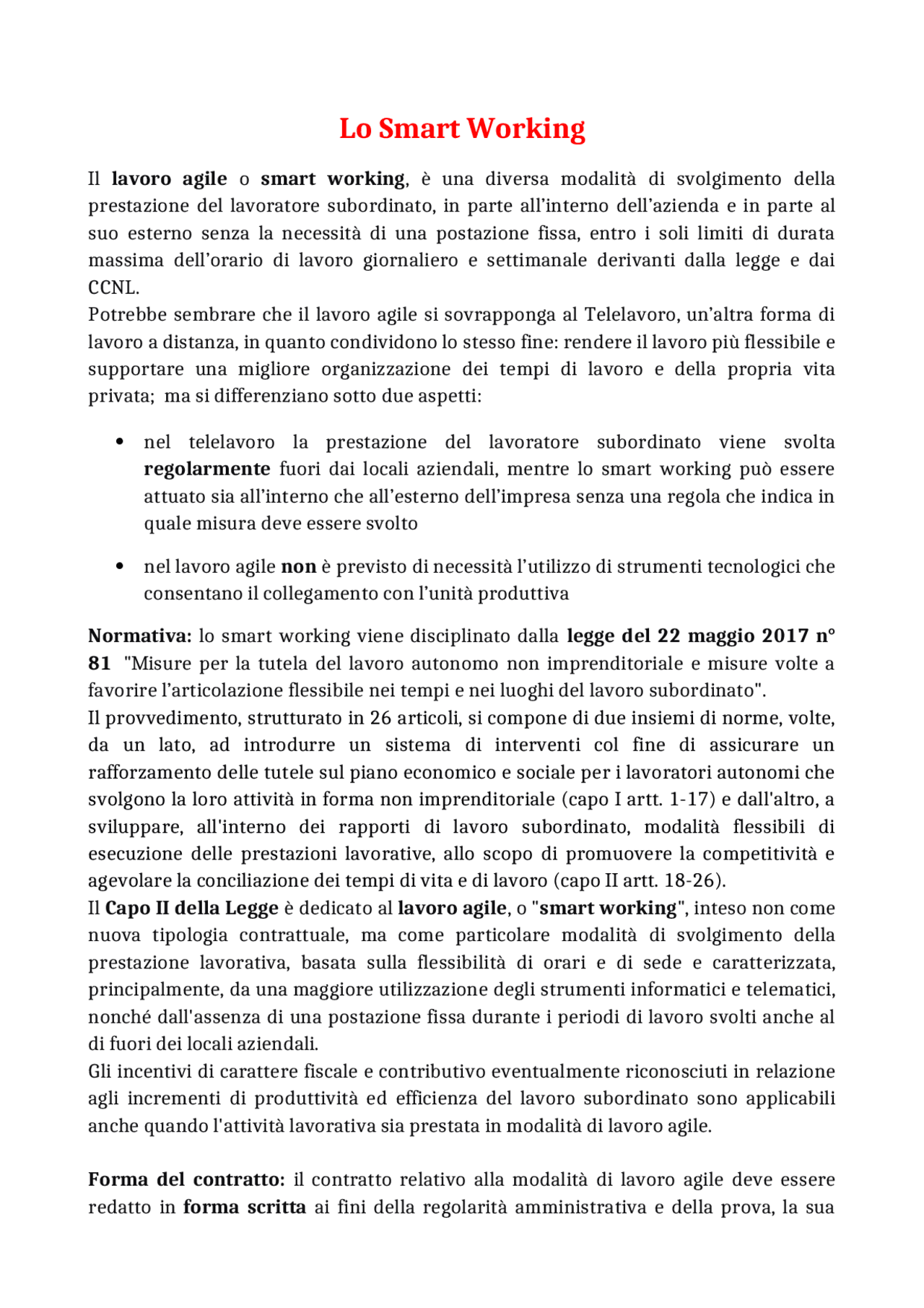 Relazione Sullo Smart Working Appunti Di Diritto Del Lavoro Docsity