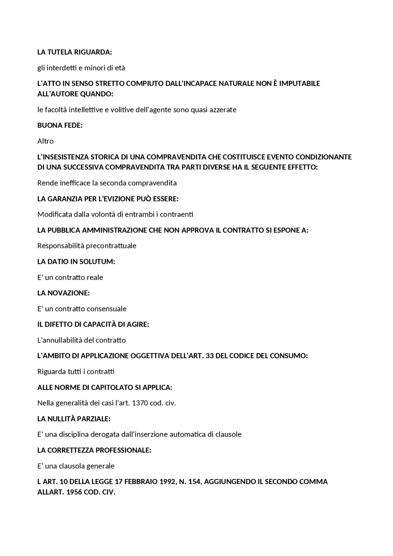 Domande E Risposte Esame Diritto Privato Docsity