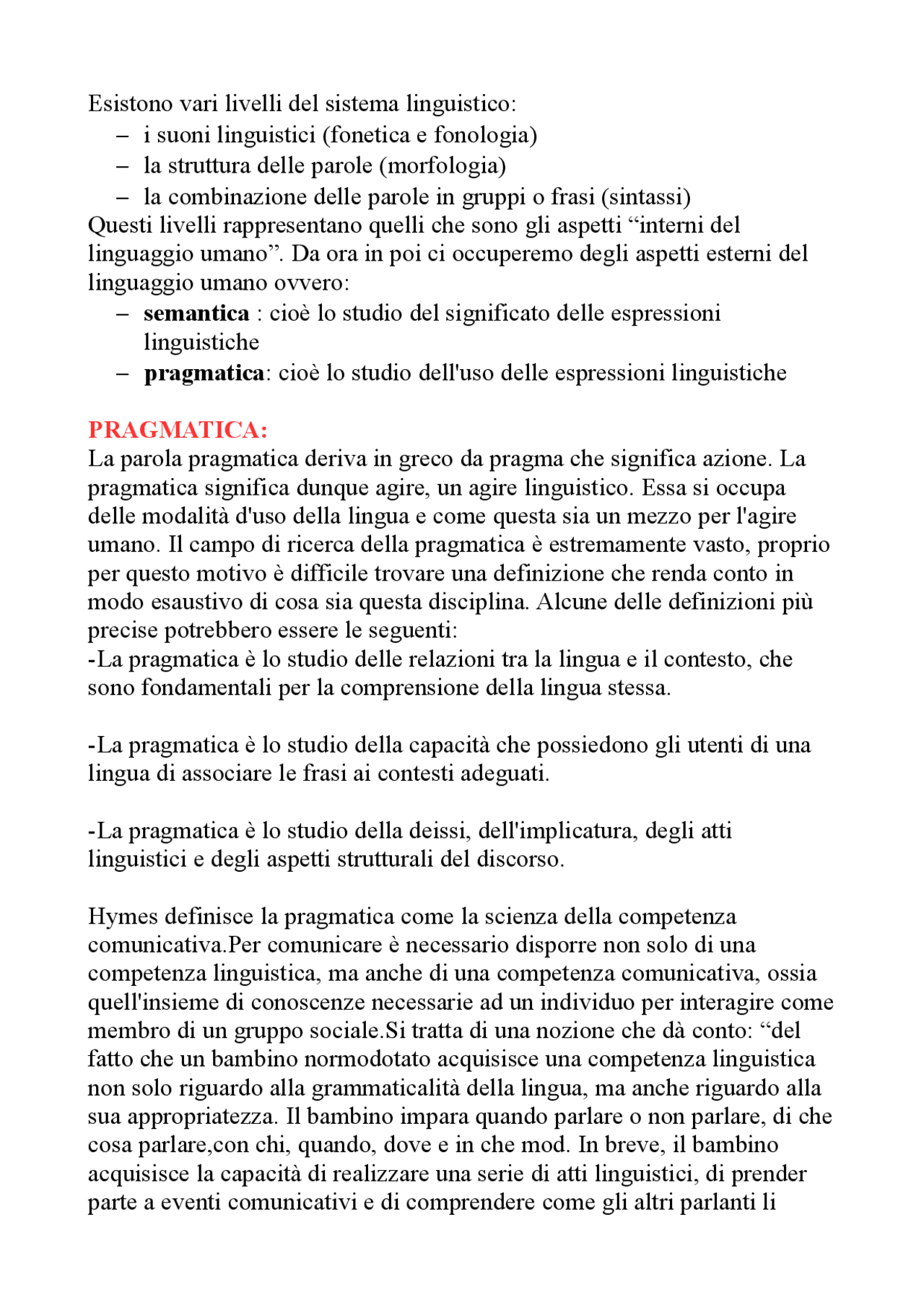 Appunti Pragmatica Scienze Della Comunicazione Docsity