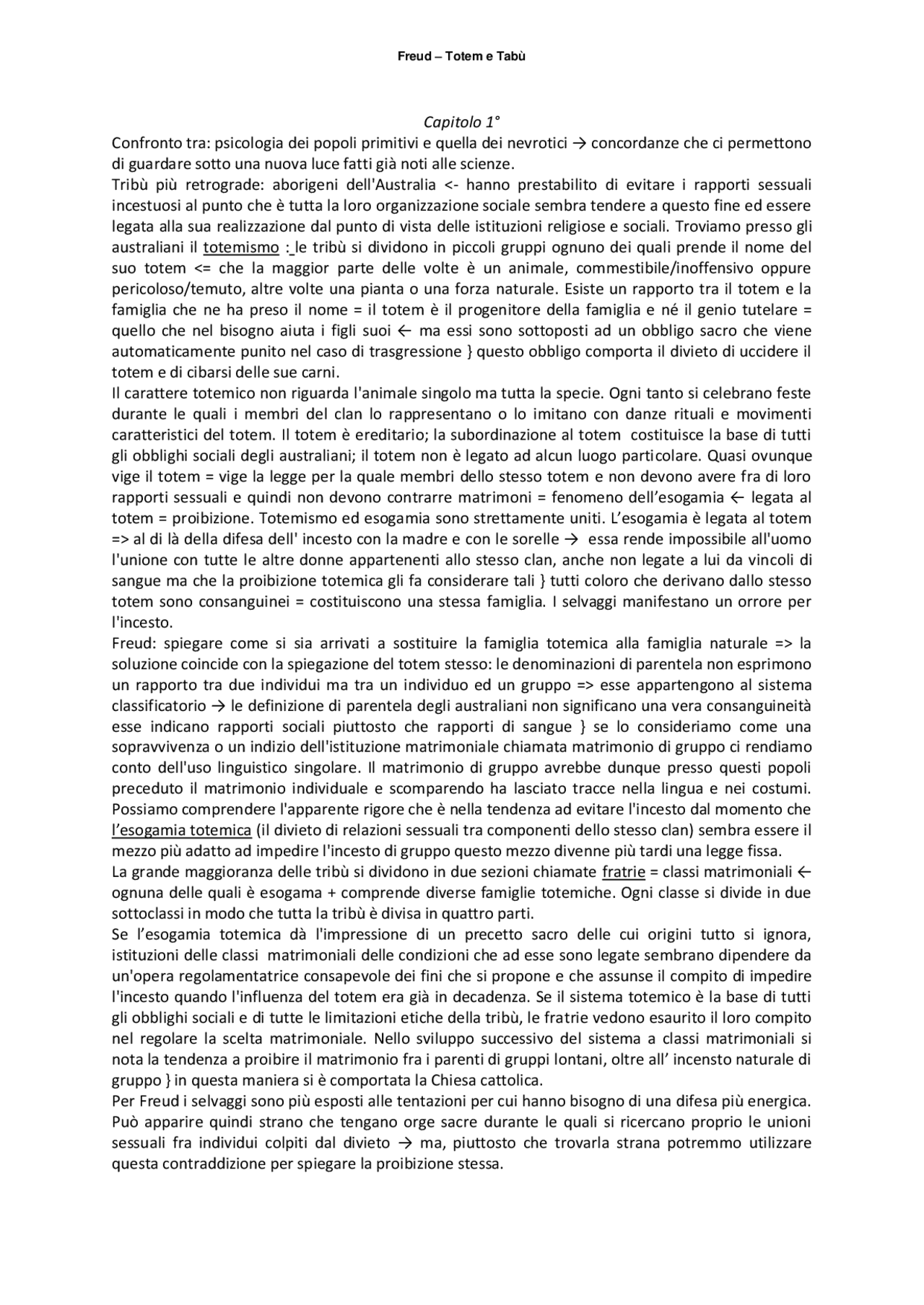 Totem E Tabù Freud Cap 1 E 4 Docsity