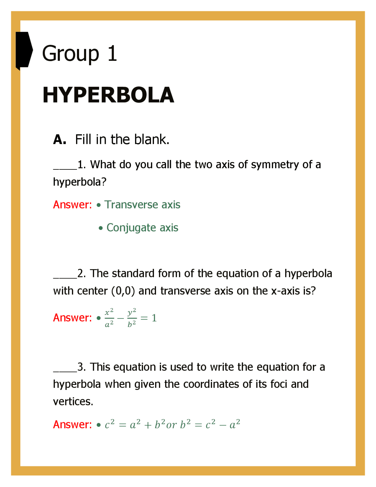 Pre Calculus (Exercises provided with Questions and Answers) - Docsity