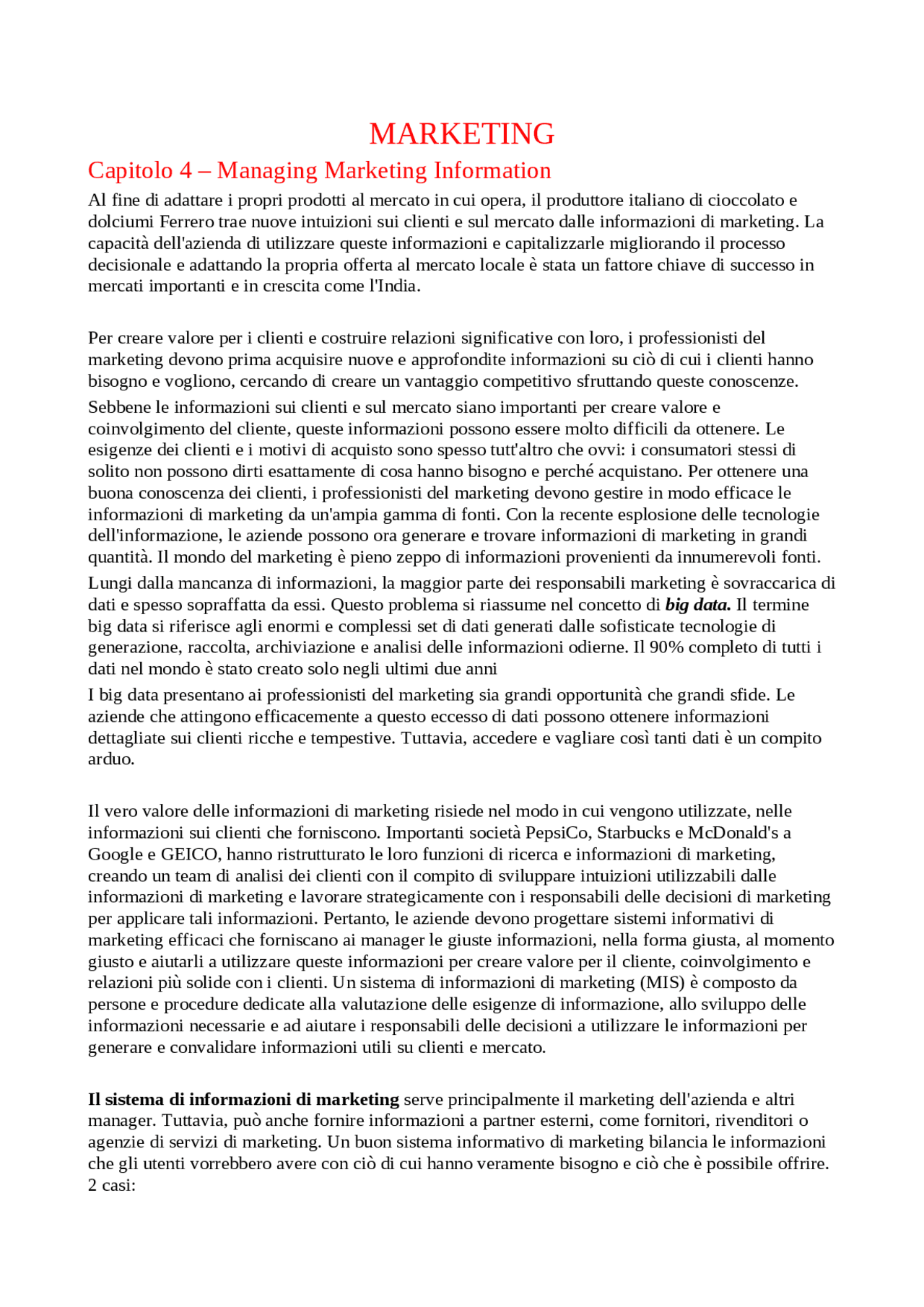 Riassunto Capitoli 456 Principi Di Marketing Kotler Appunti Di