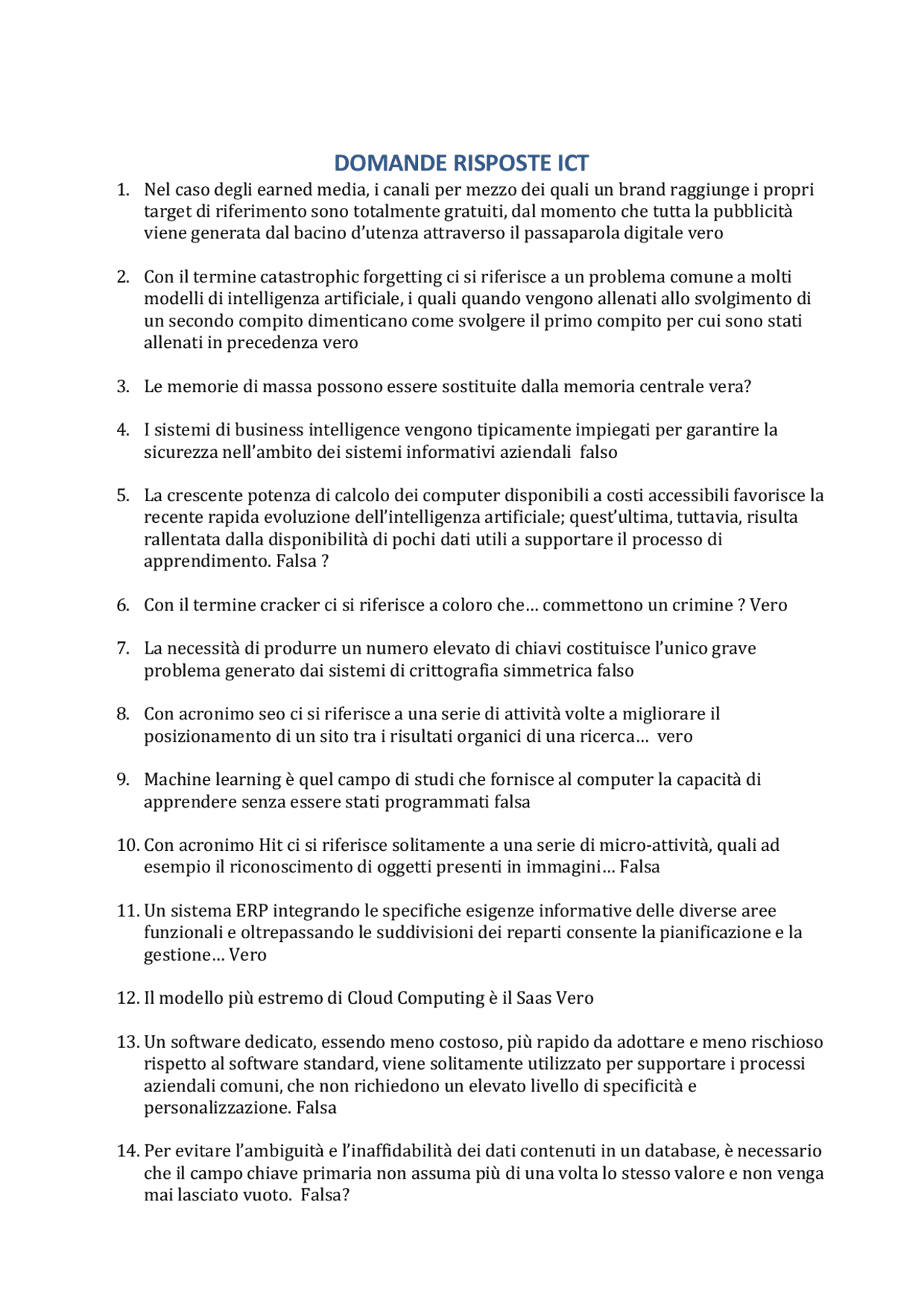 Domande Esame Sistemi Informativi E Trend Digitali Docsity