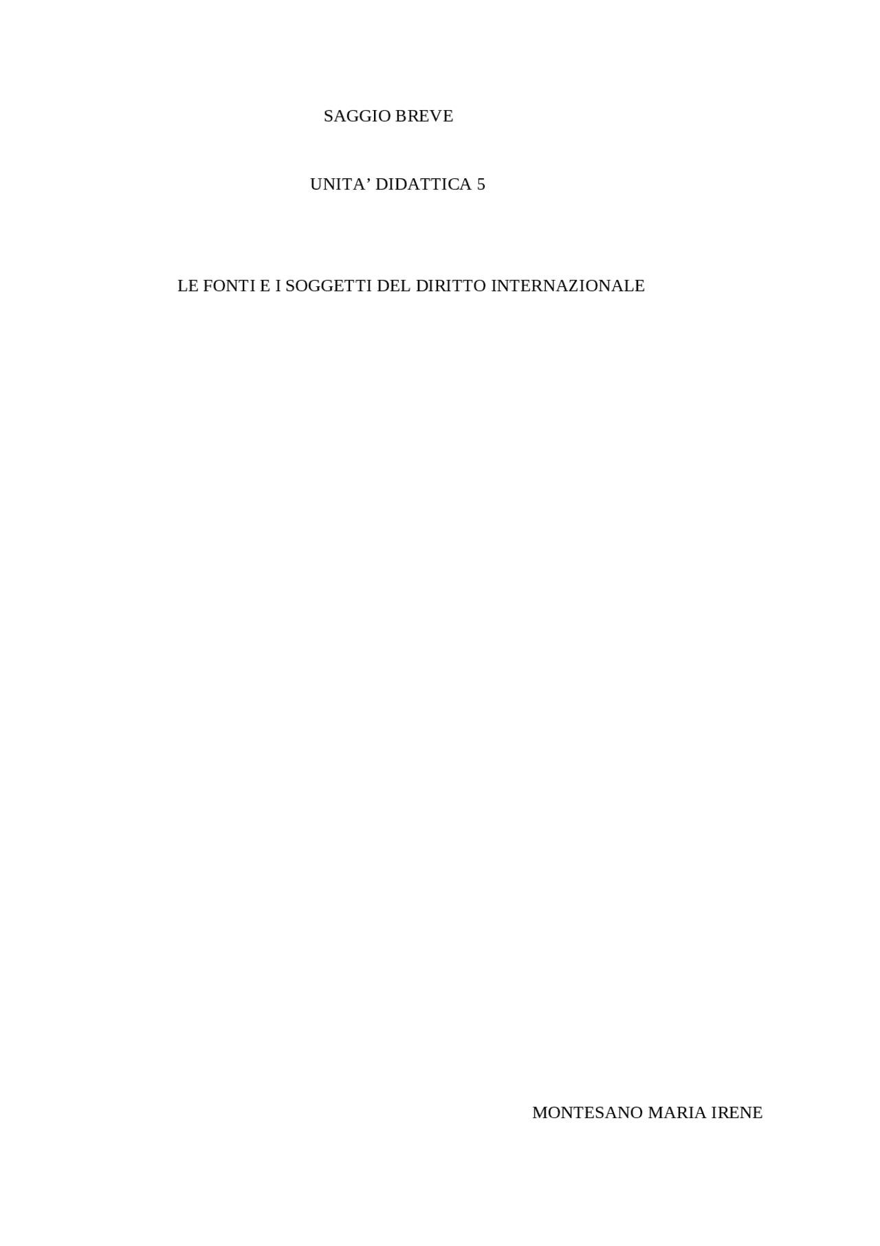 Le Fonti E I Soggetti Del Diritto Internazionale Docsity