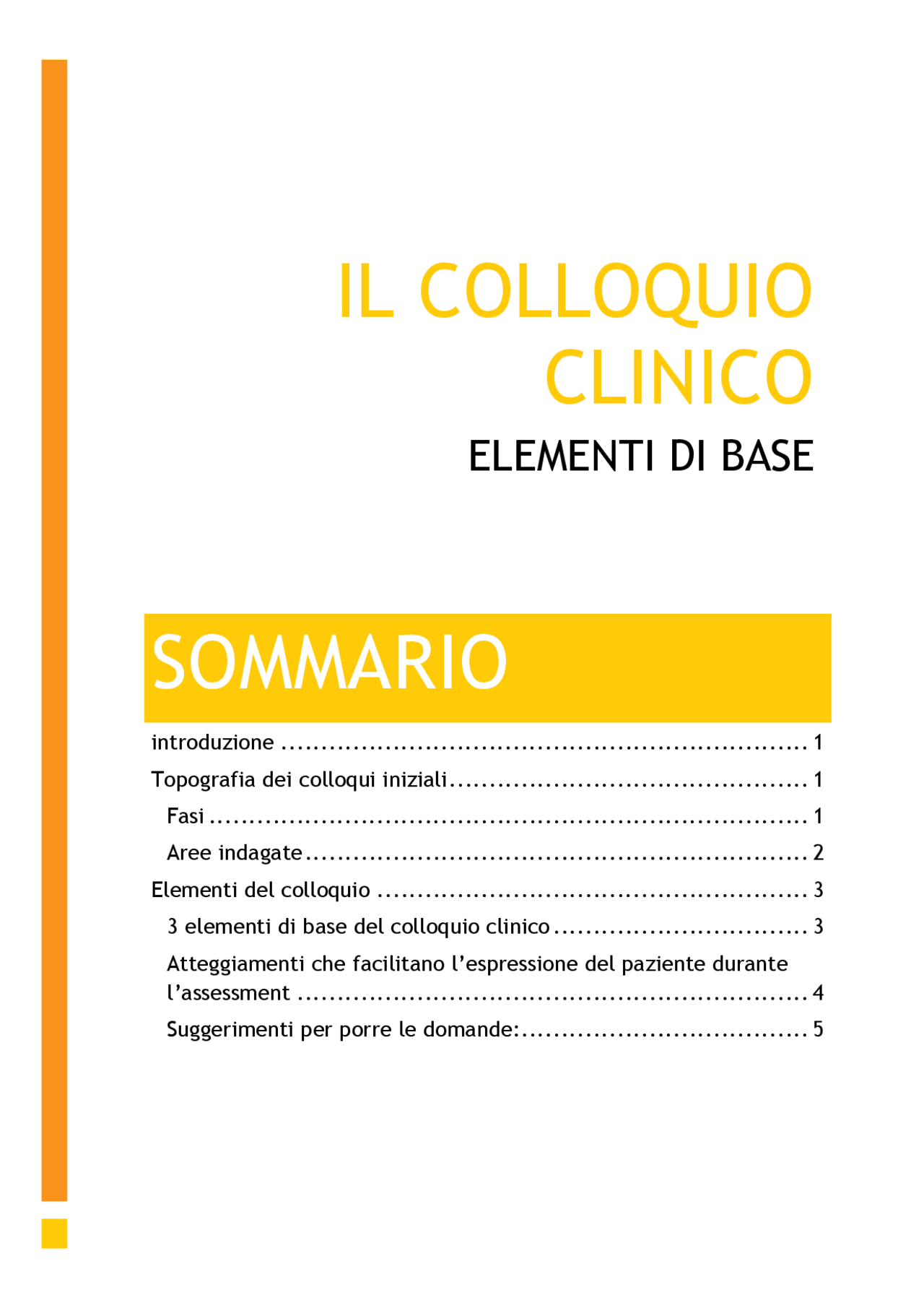 Assessment E Colloquio Clinico Elementi Di Base Unipd Profssa