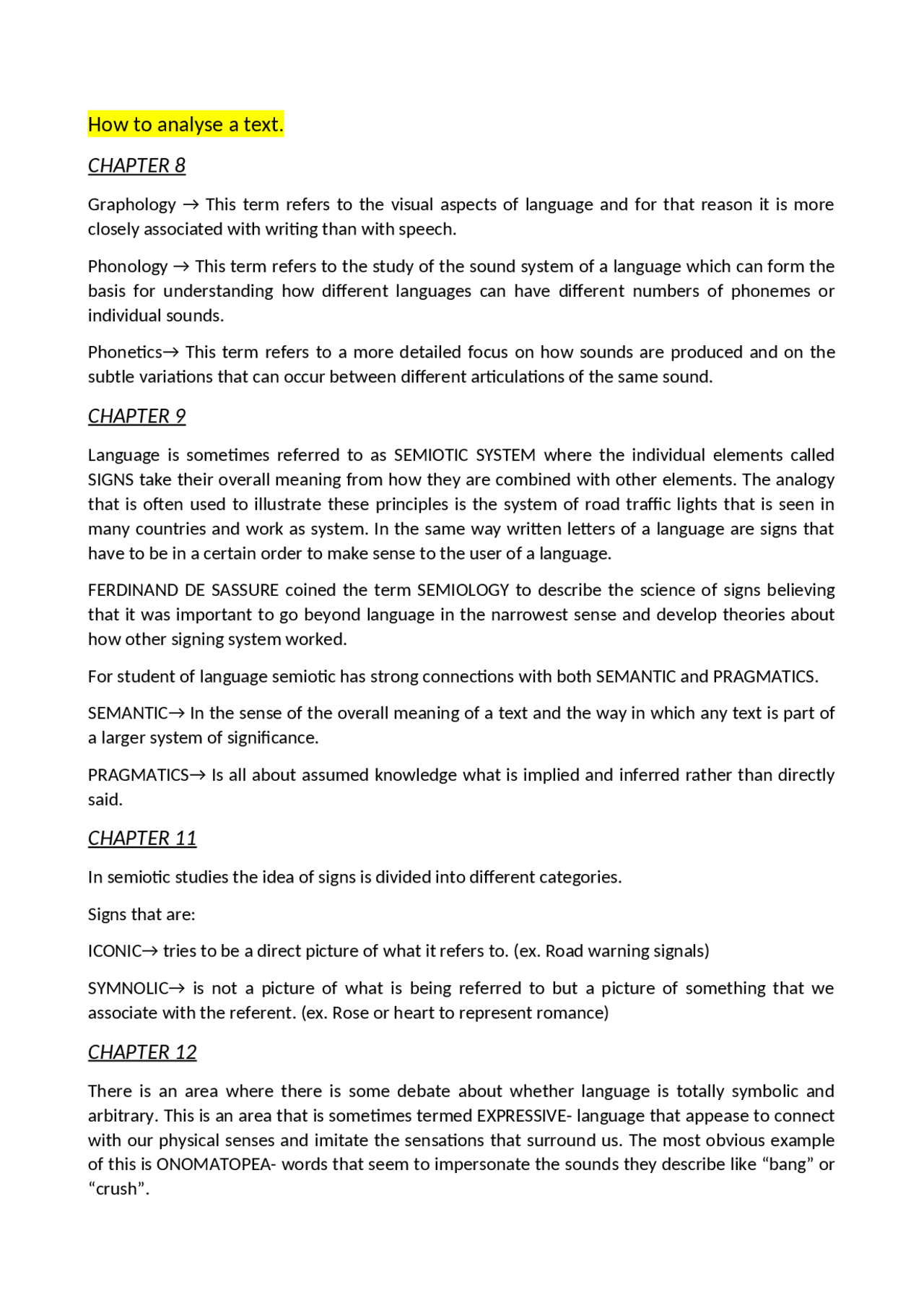 How To Analyse A Text Riassunto Docsity