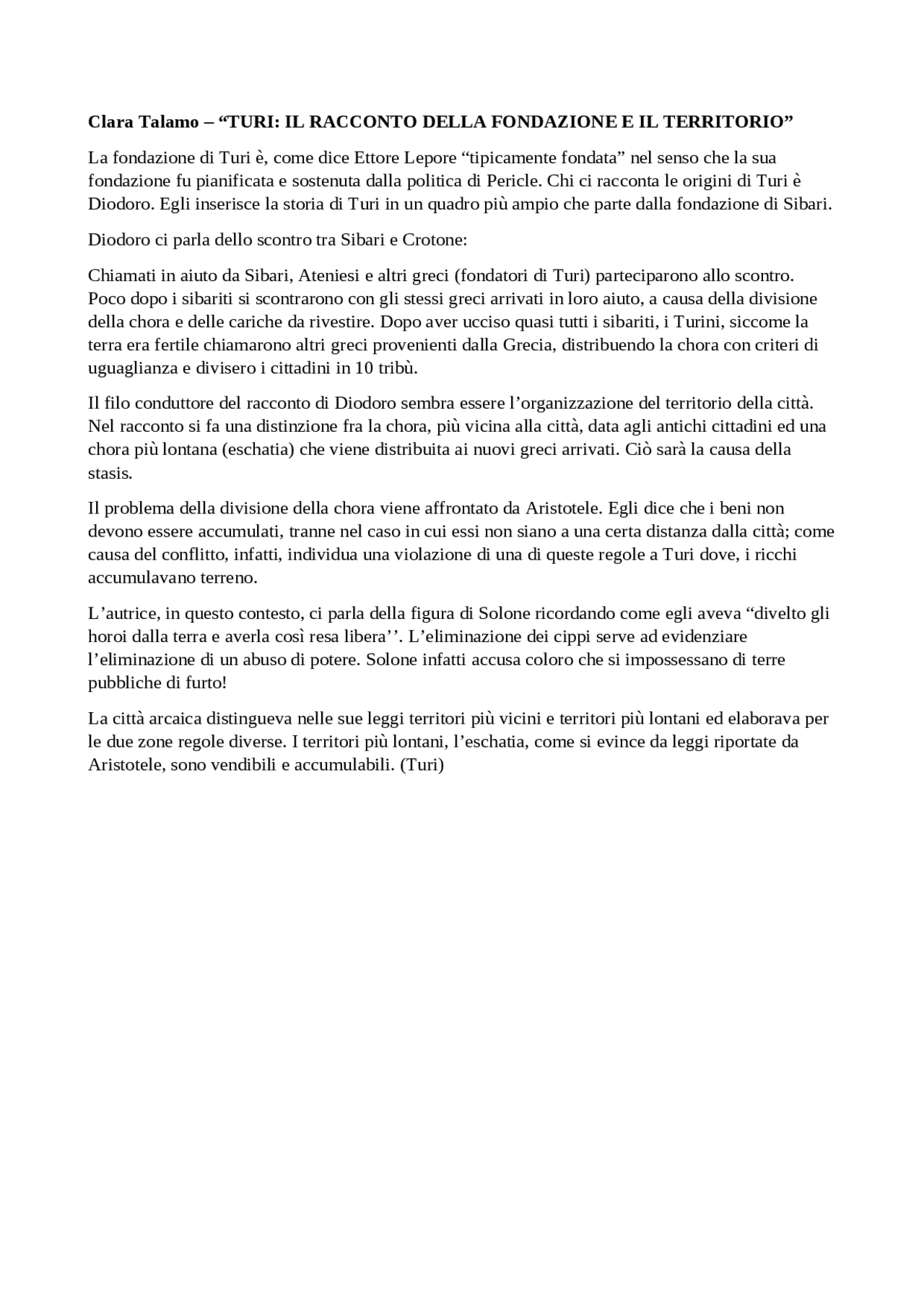 Clara Talamo – “TURI: IL RACCONTO DELLA FONDAZIONE E IL TERRITORIO ...
