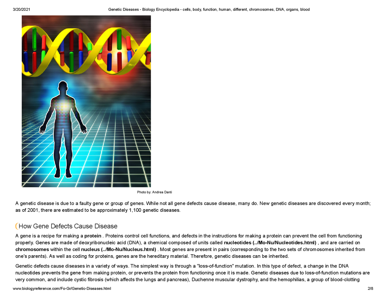 Genetic diseases notes page document - Docsity