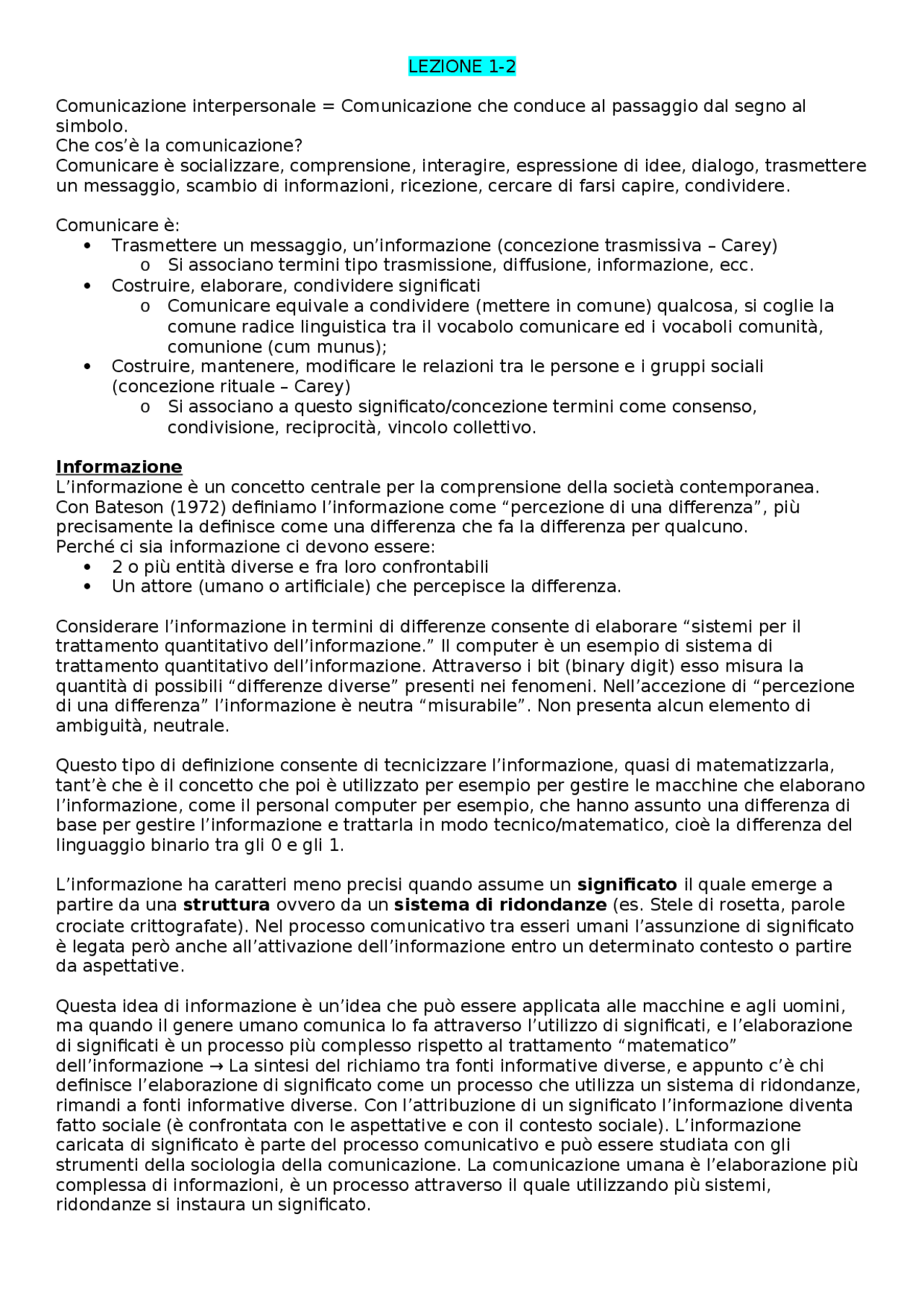 Teoria E Tecnica Della Comunicazione Prof Stanzani Univr Docsity