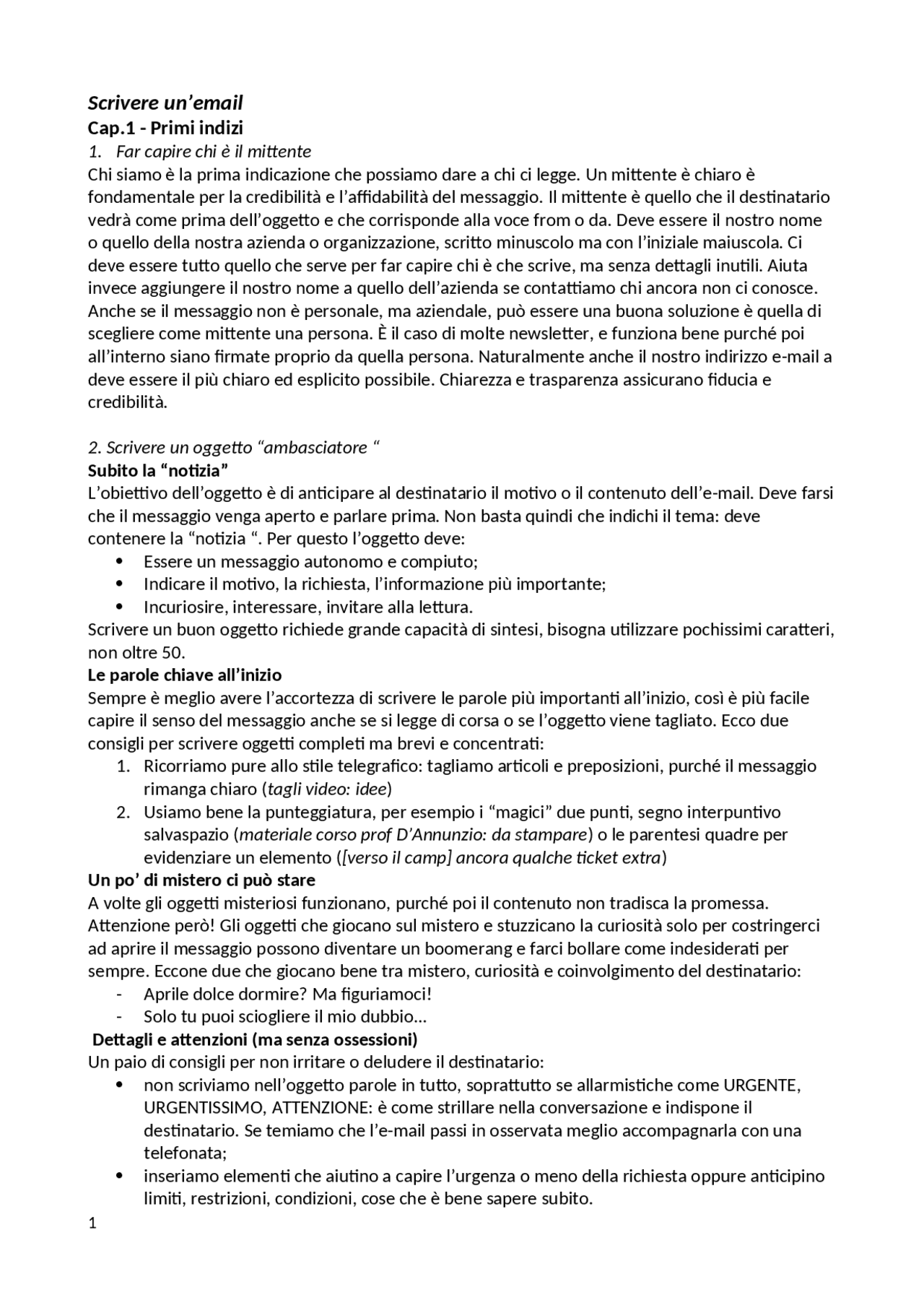 Scrivere Unemail L Carrada Docsity