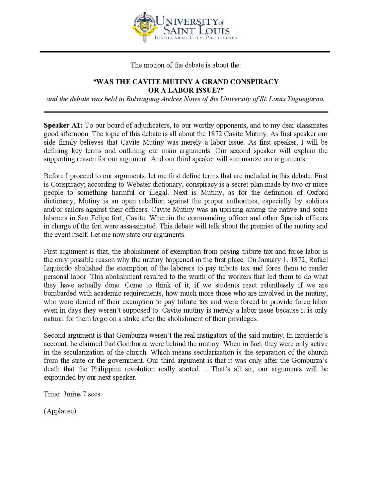 Cavite Mutiny Debate | Essays (university) History | Docsity