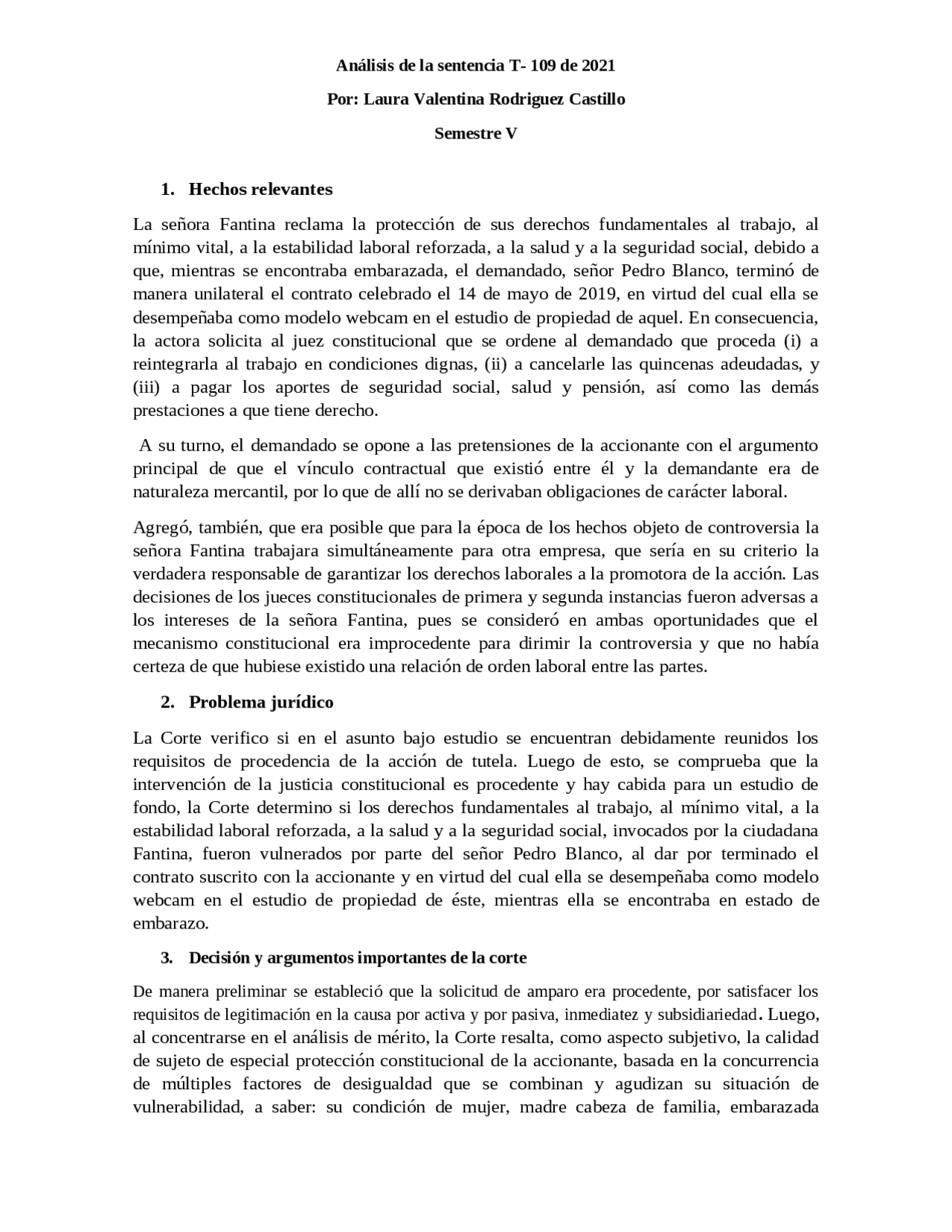 Analisis De Sentencia Laboral Docsity