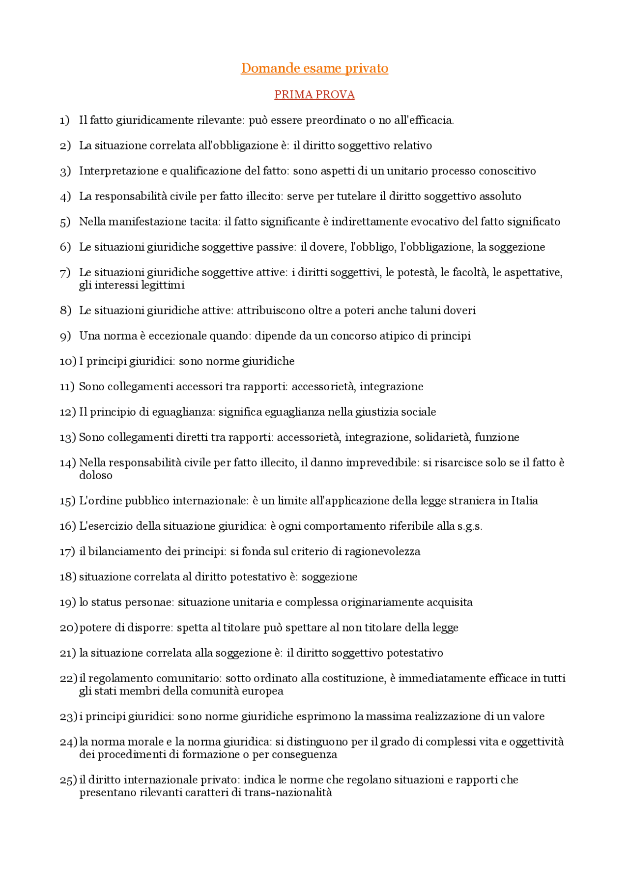 Domande E Risposta Esame Privato Docsity