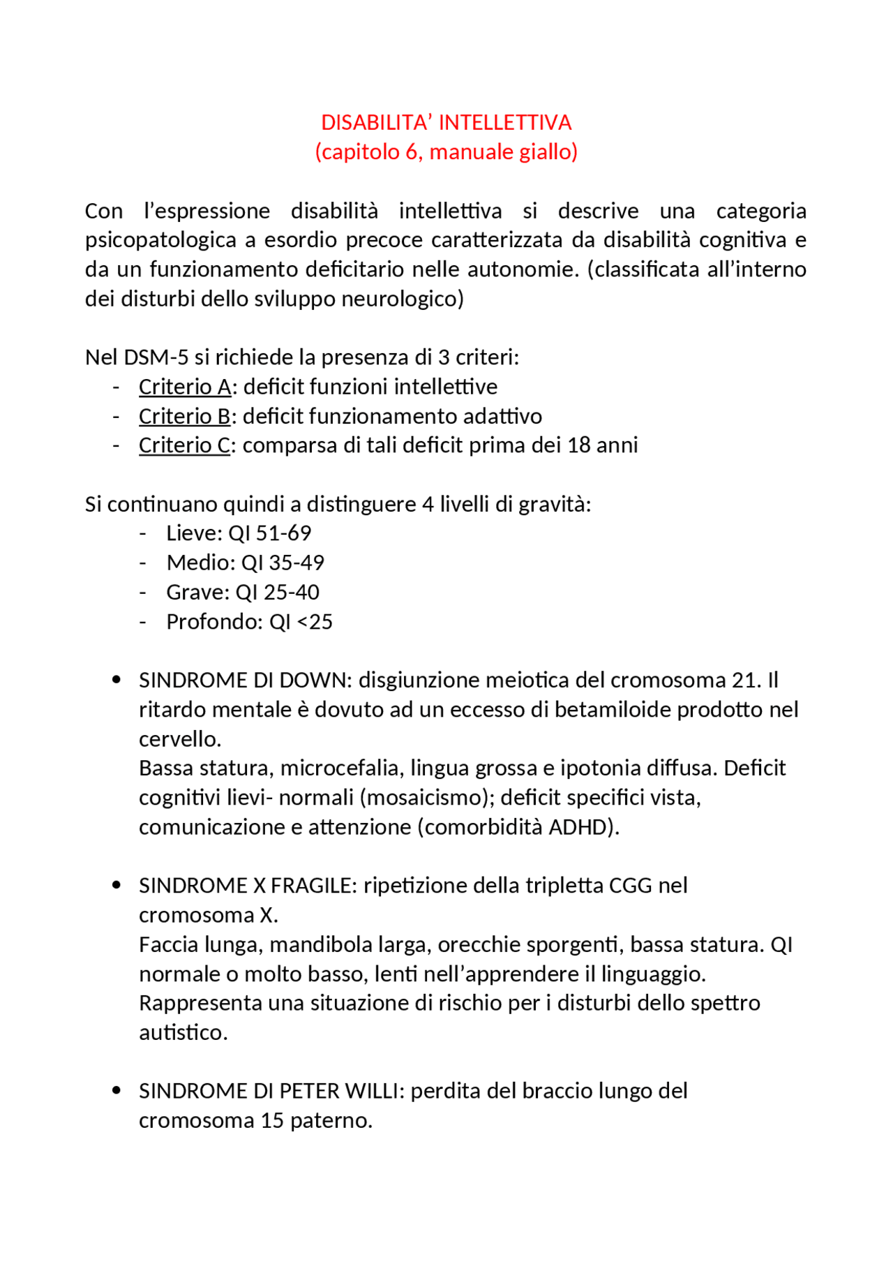 Capitolo 6 Disabilità Intellettiva Docsity