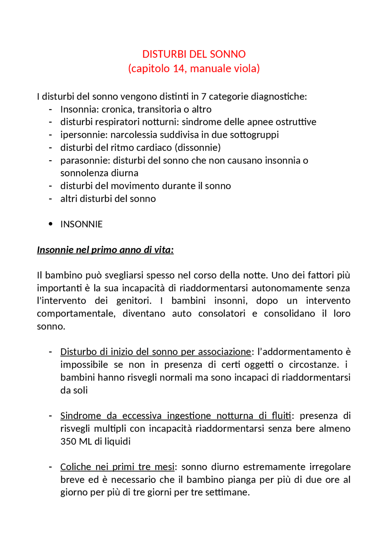 Capitolo 14 Disturbi Del Sonno Docsity