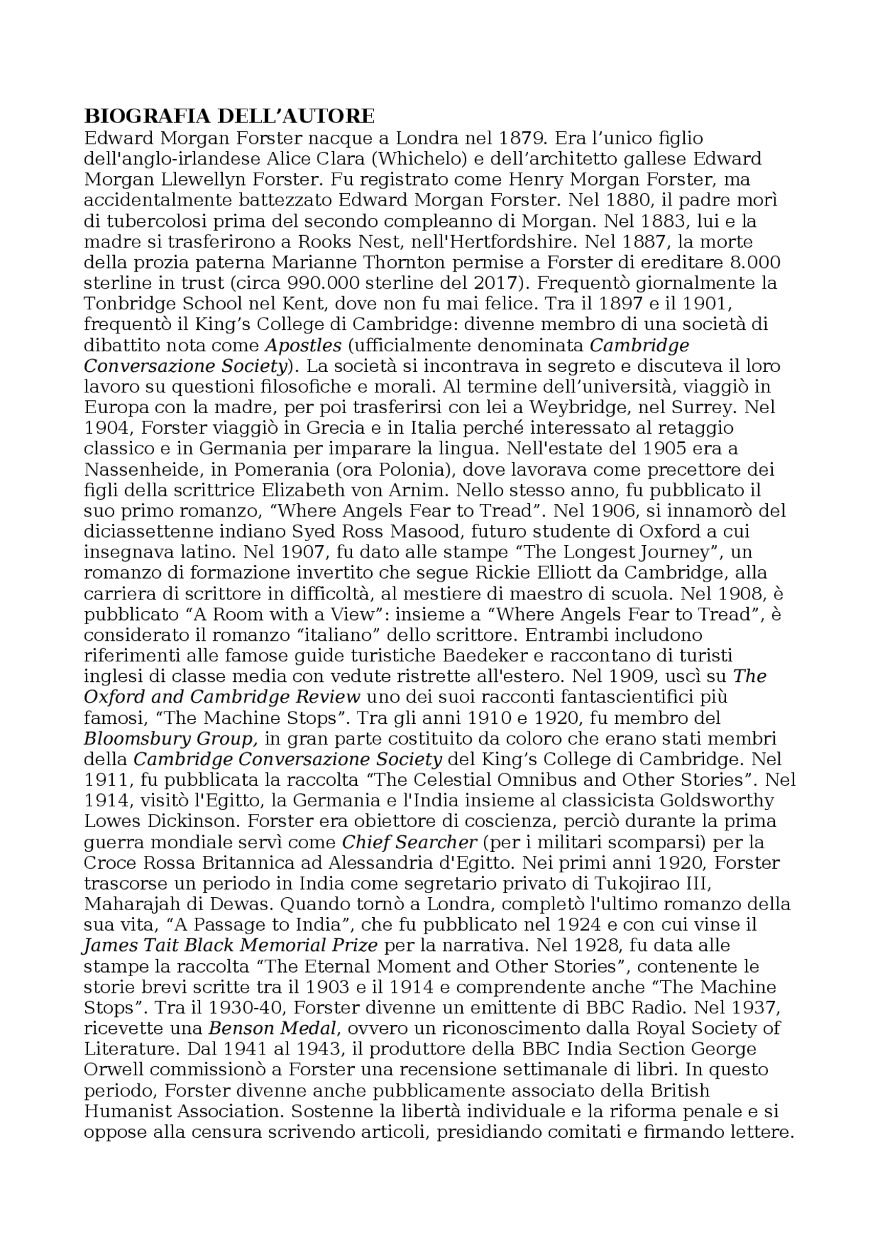 SCHEDATURA: E.M. Forster e "The Machine Stops", "The Celestial Omnibus ...