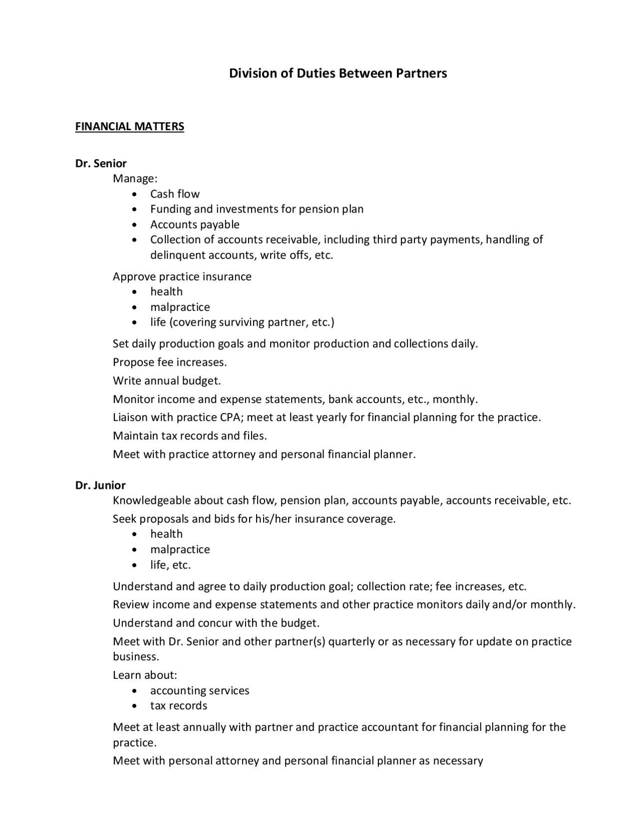 Division of Duties Between Partners - Docsity