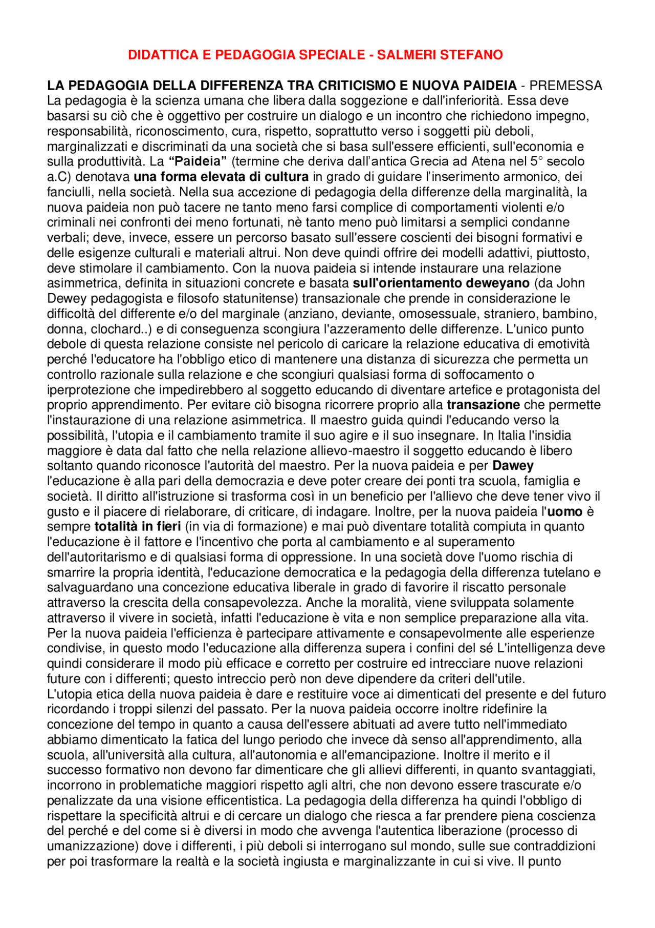 Riassunto Didattica E Pedagogia Speciale Docsity