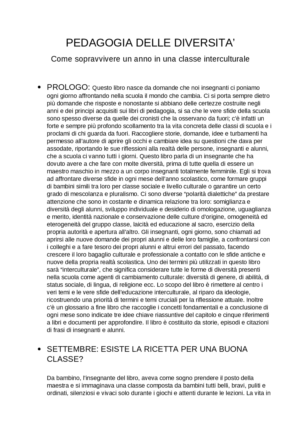Pedagogia Delle Diversità Docsity