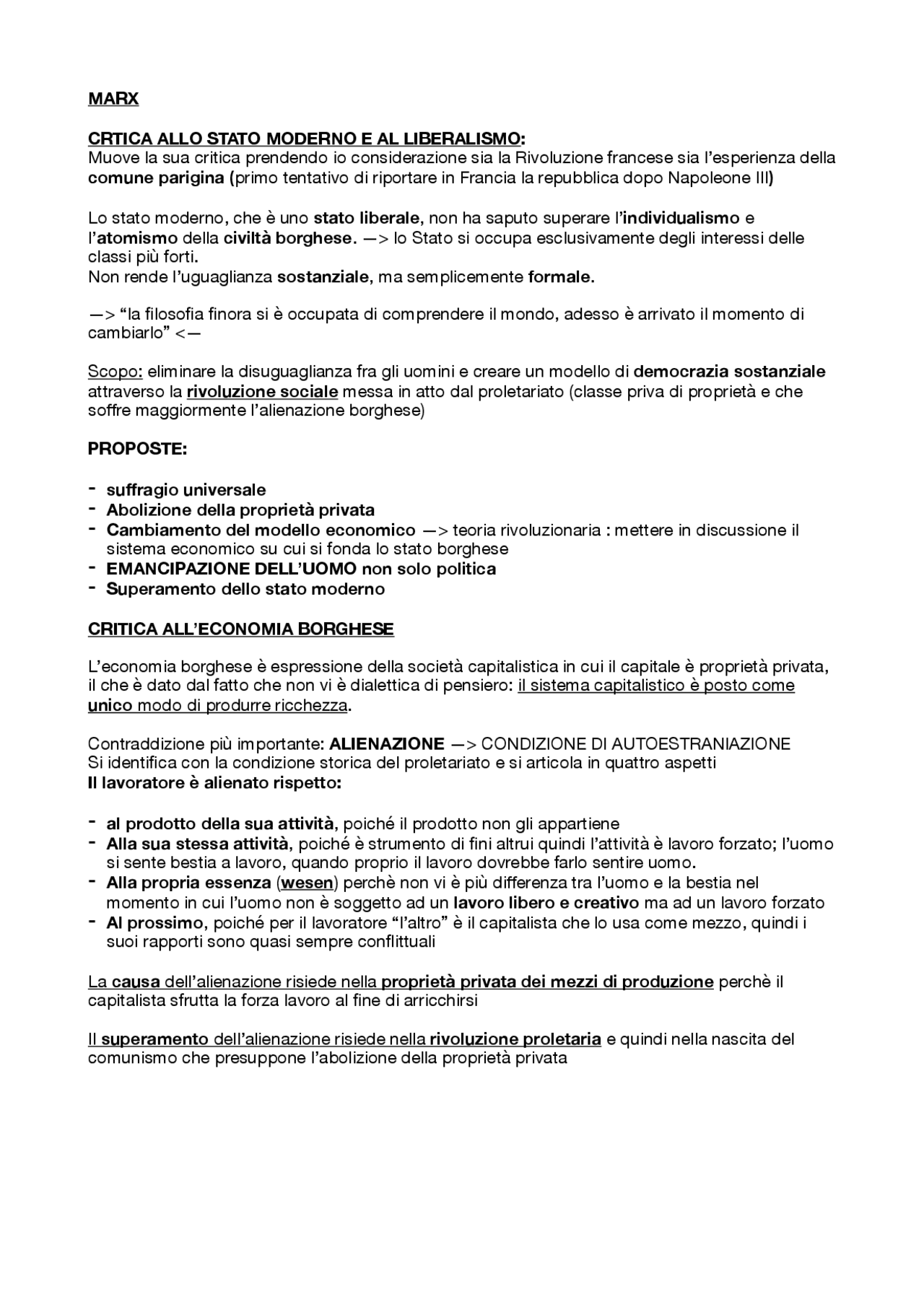 Dispense Su Marx Docsity