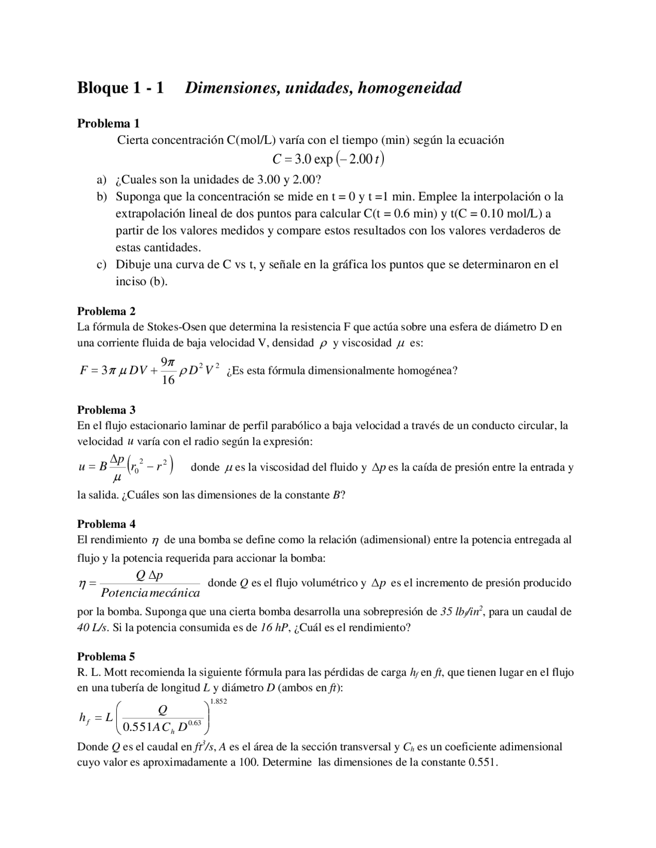 Ejercicios De Unidades Dimensionales Exams Mathematics Docsity