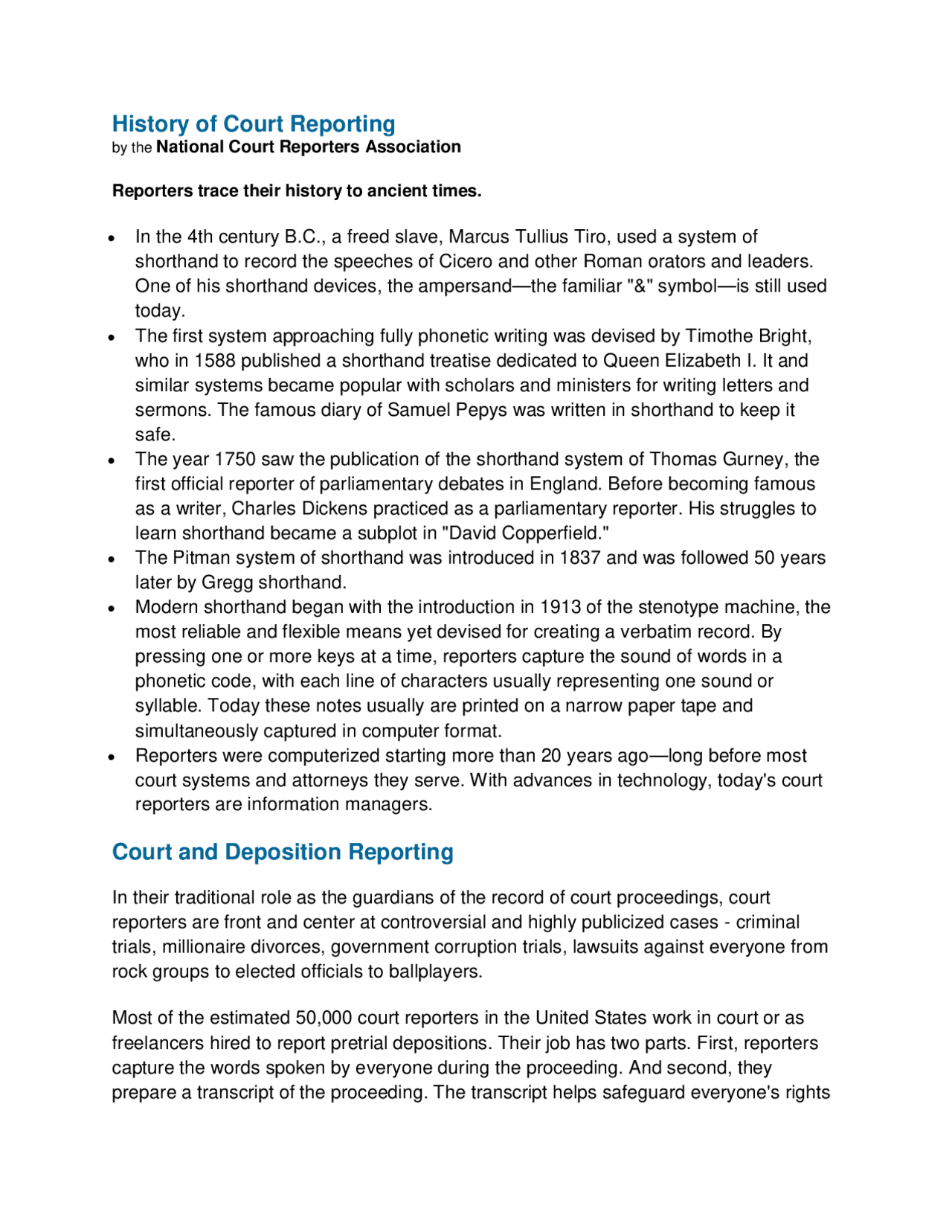 Court reporting techniques - Docsity