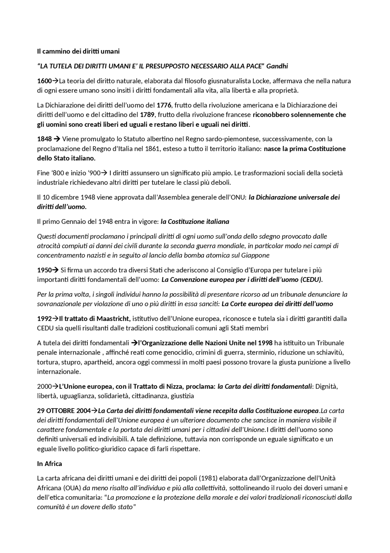 Il Cammino Dei Diritti Umani Docsity