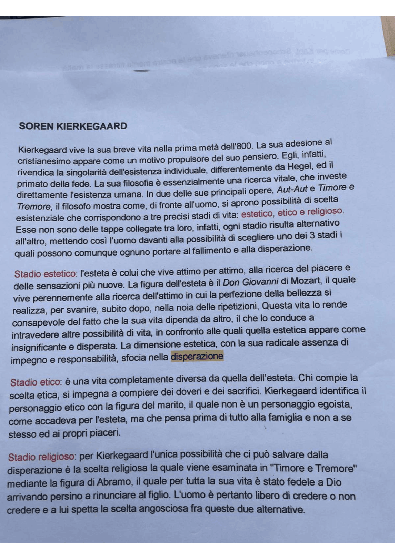 Appunti Sul Filosofo S Kierkegaard Docsity