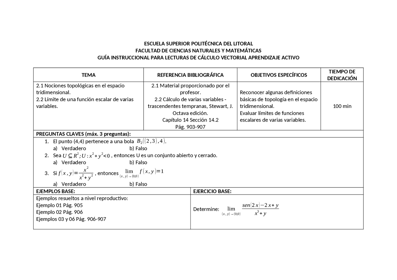 Calculo De Varias Variables Docsity