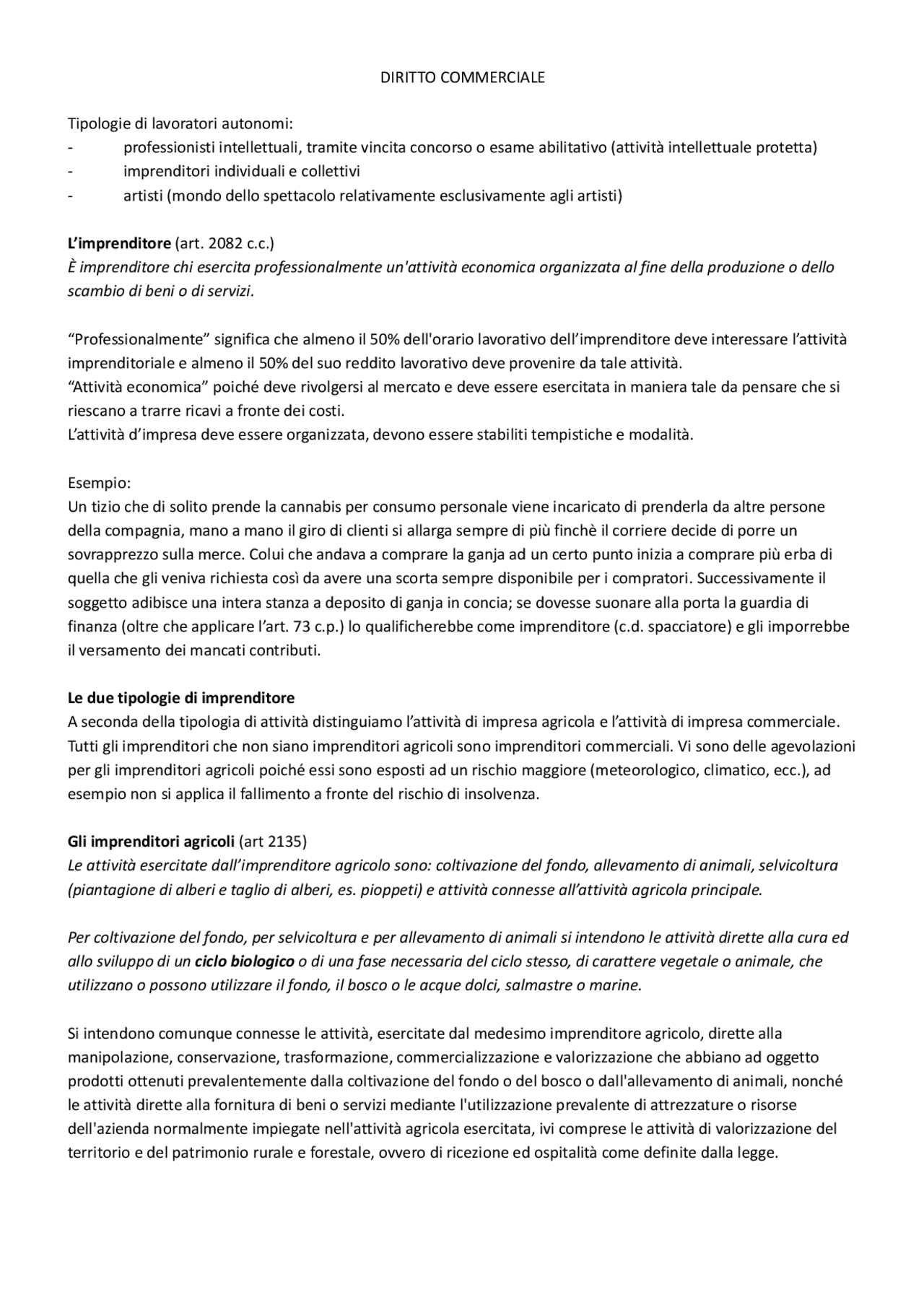 Diritto Commerciale Docsity