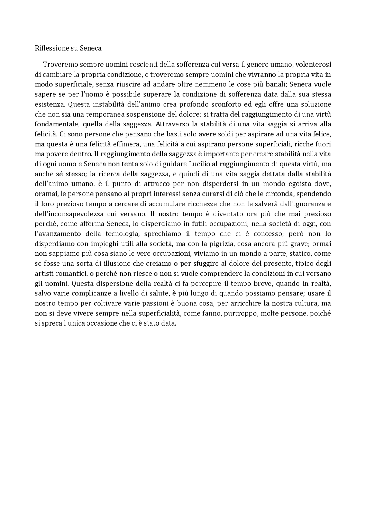 Riflessione su seneca - Docsity