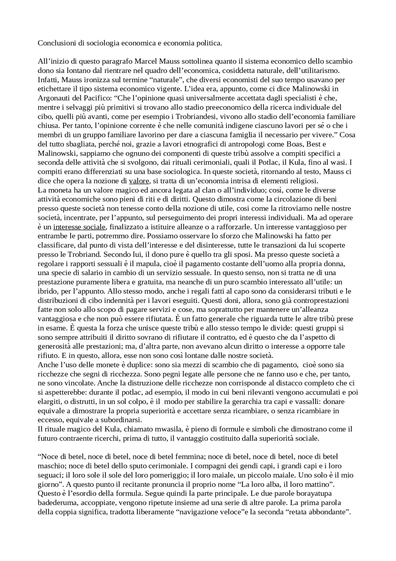 Mauss Il Saggio Sul Dono Docsity