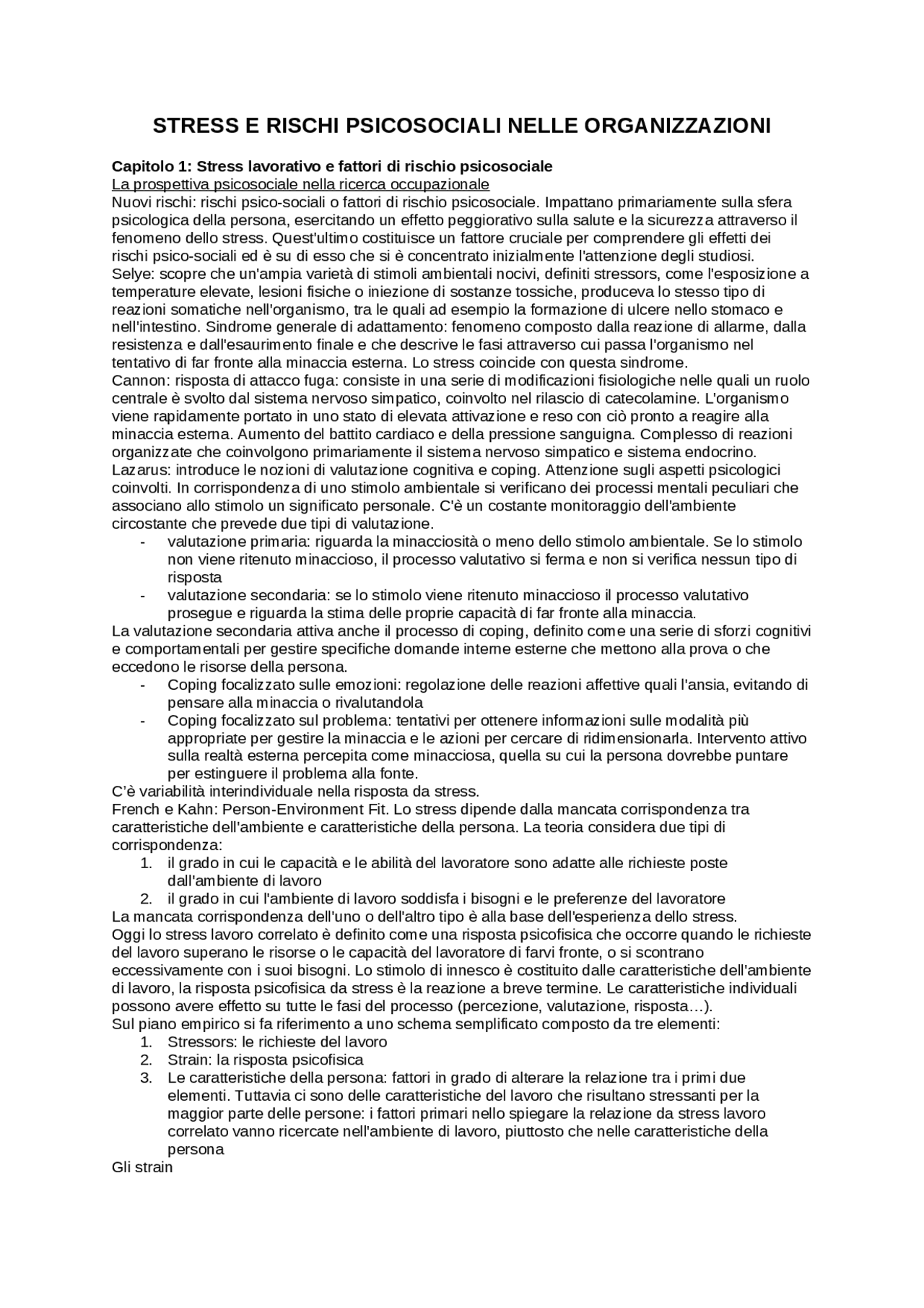 Stress e rischi psicosociali - Docsity