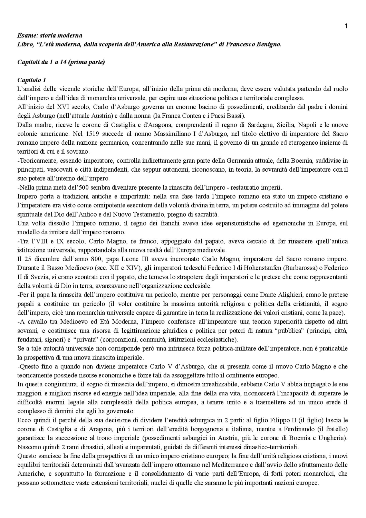 Storia Moderna Riassunti Cap 1 14 Docsity