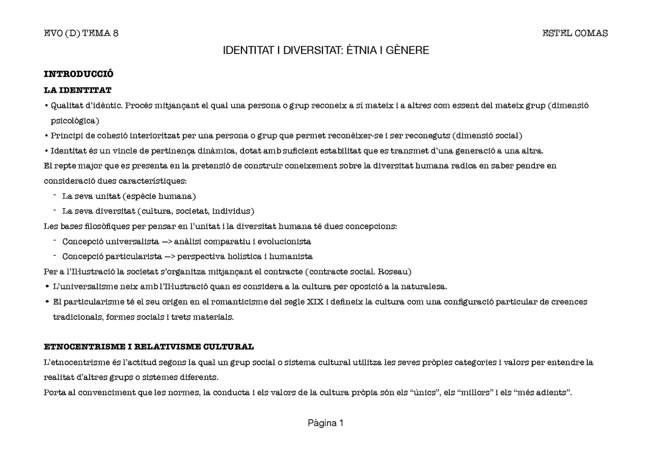 Evolució De Les Societats Tema 8 Docsity