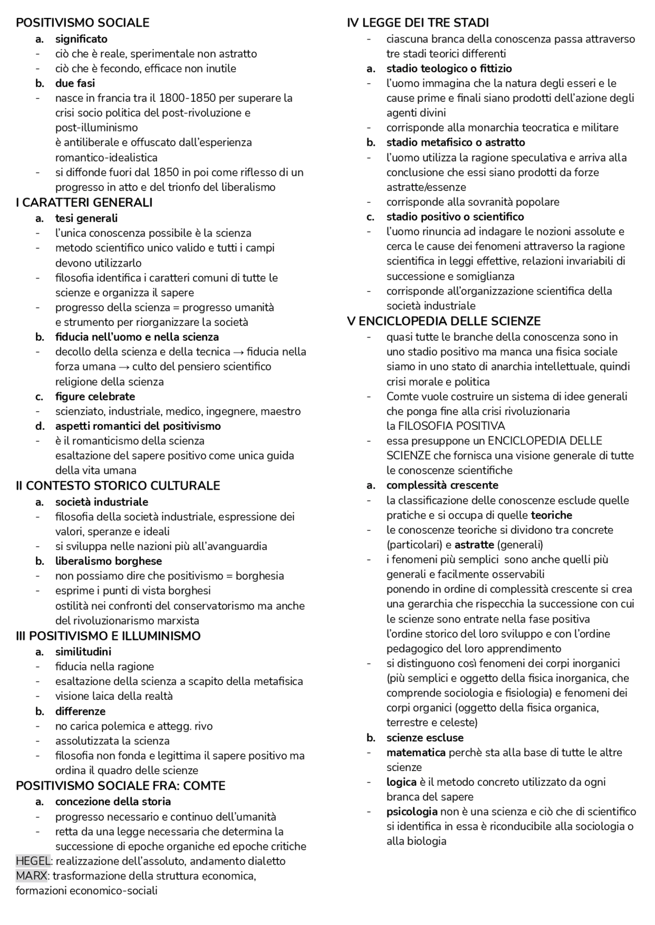 Positivismo Riassunto Estremo Abbagnano Fornero Docsity