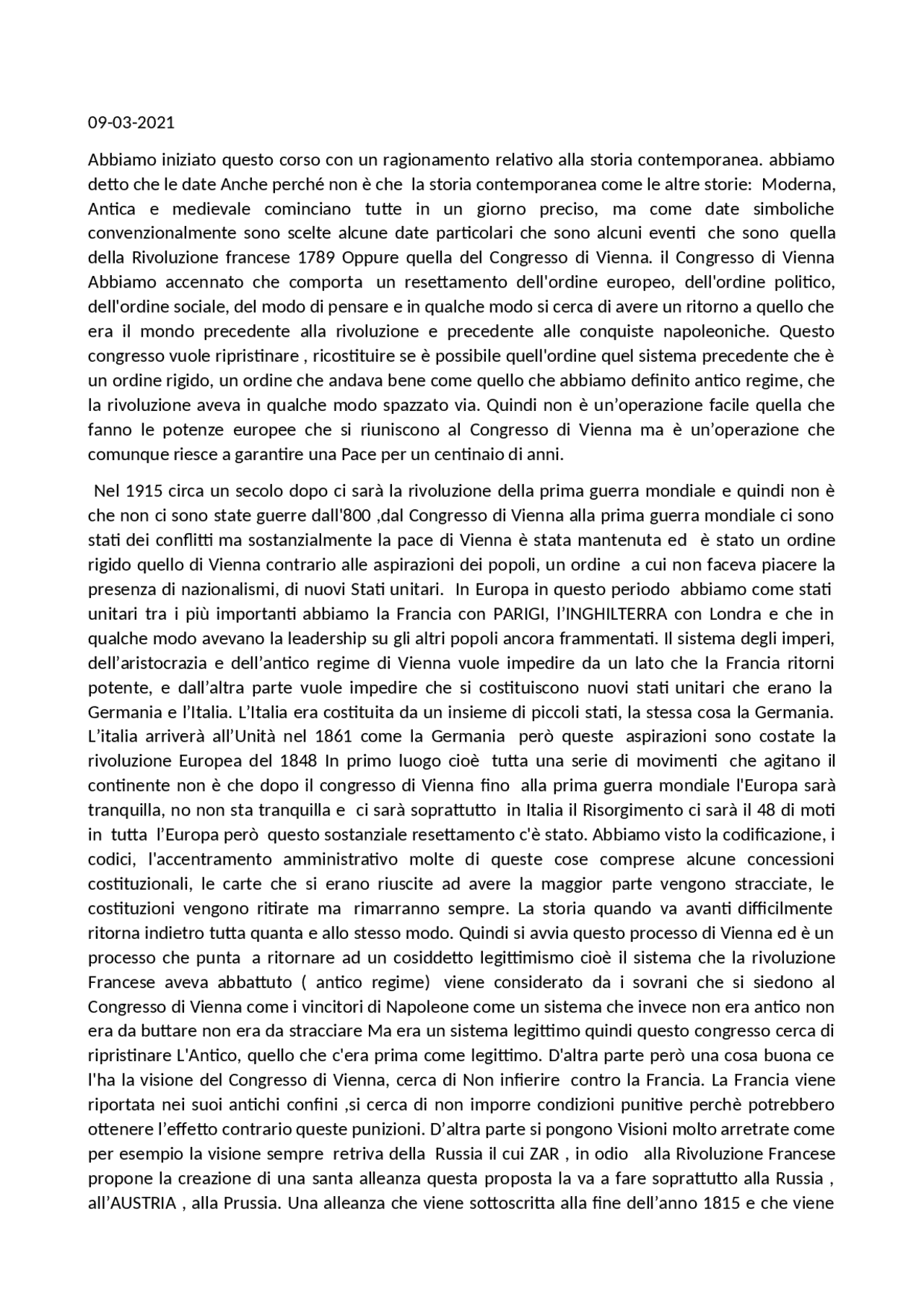 Storia Contemporanea Docsity