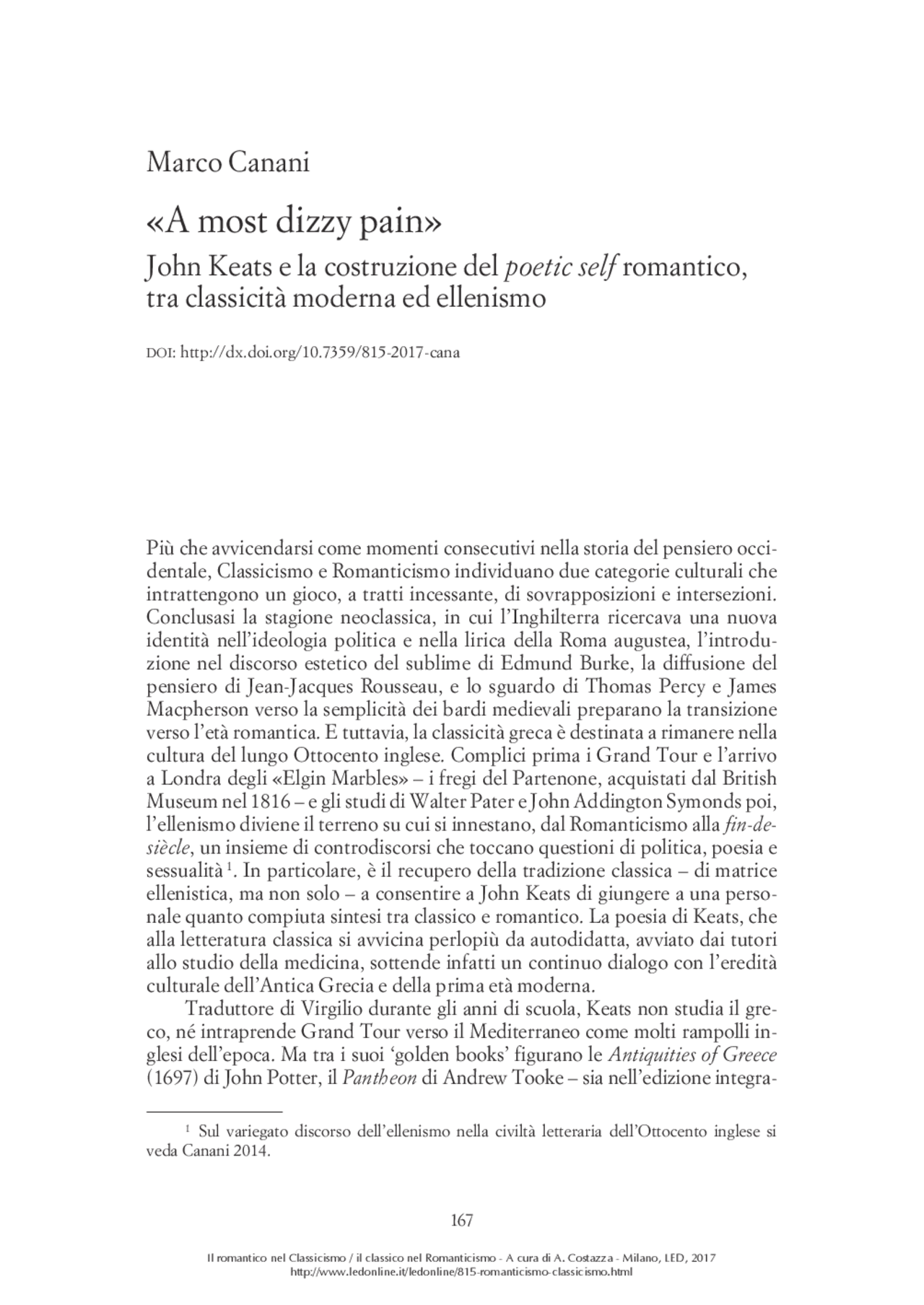 Romanticismo E Classicismo Docsity