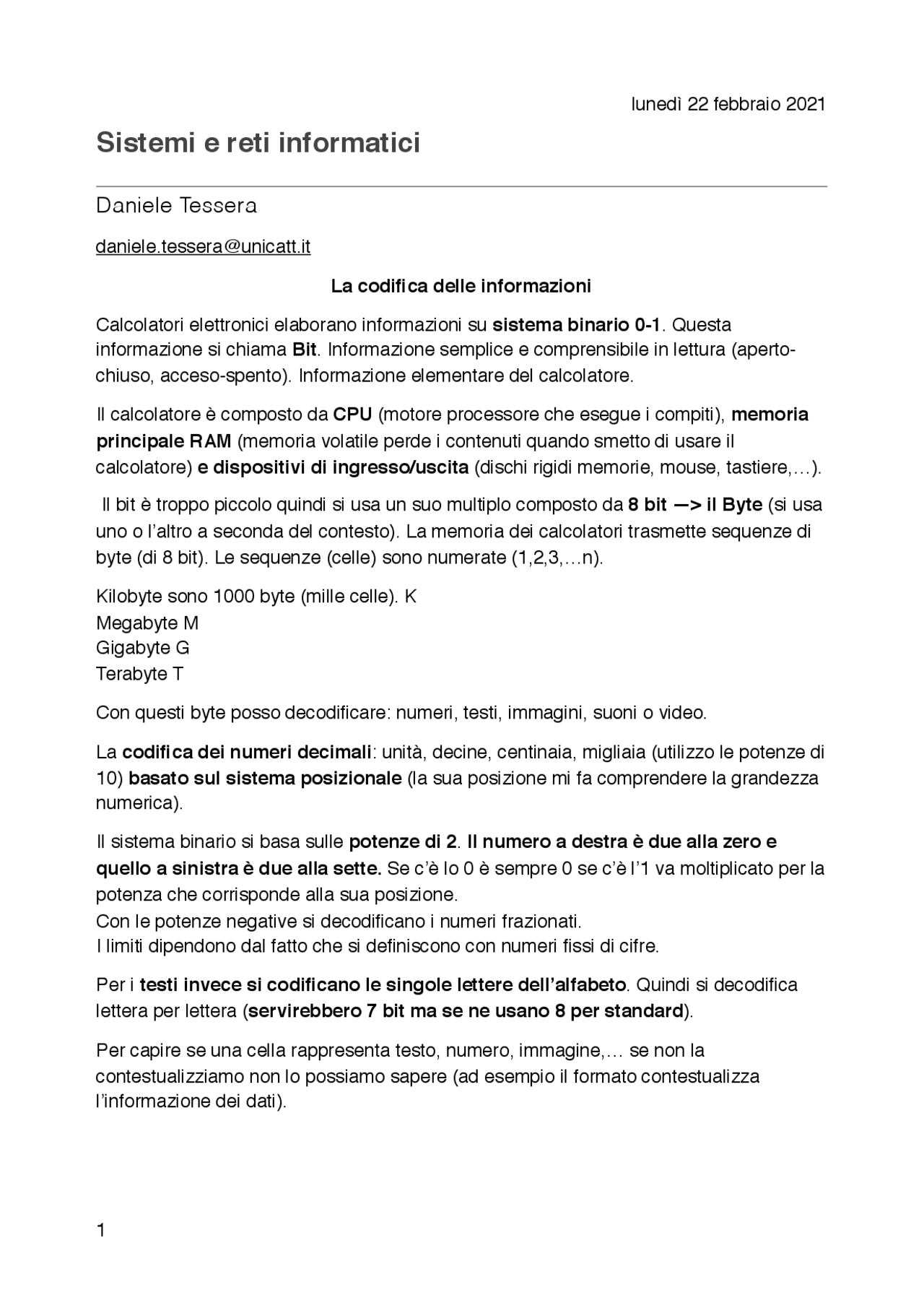 Appunti Sistemi E Reti Informatiche Appunti Di Elementi Di